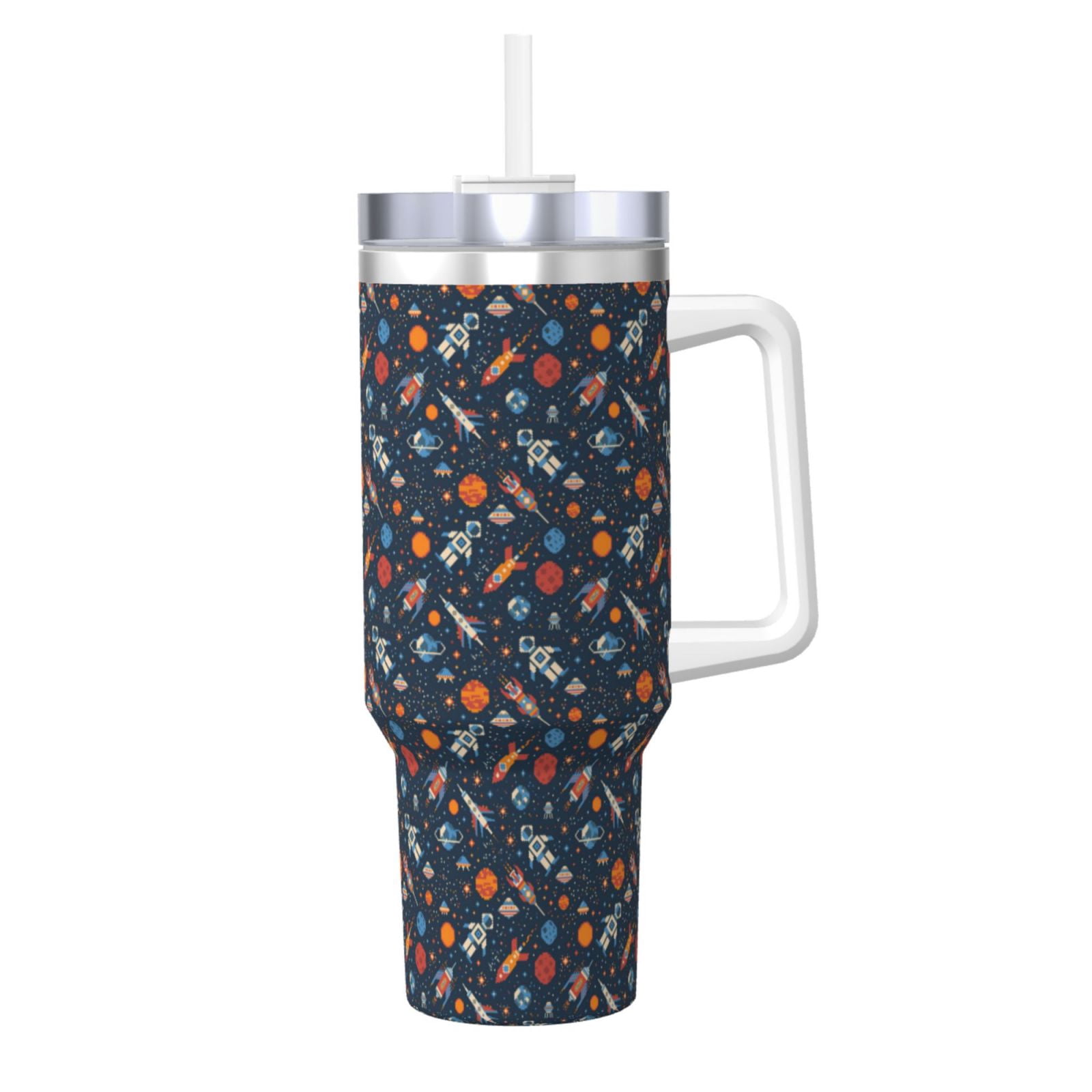 Susaid Spaceships And Stars In Outer Space Print Indoor Outdoor Straw ...
