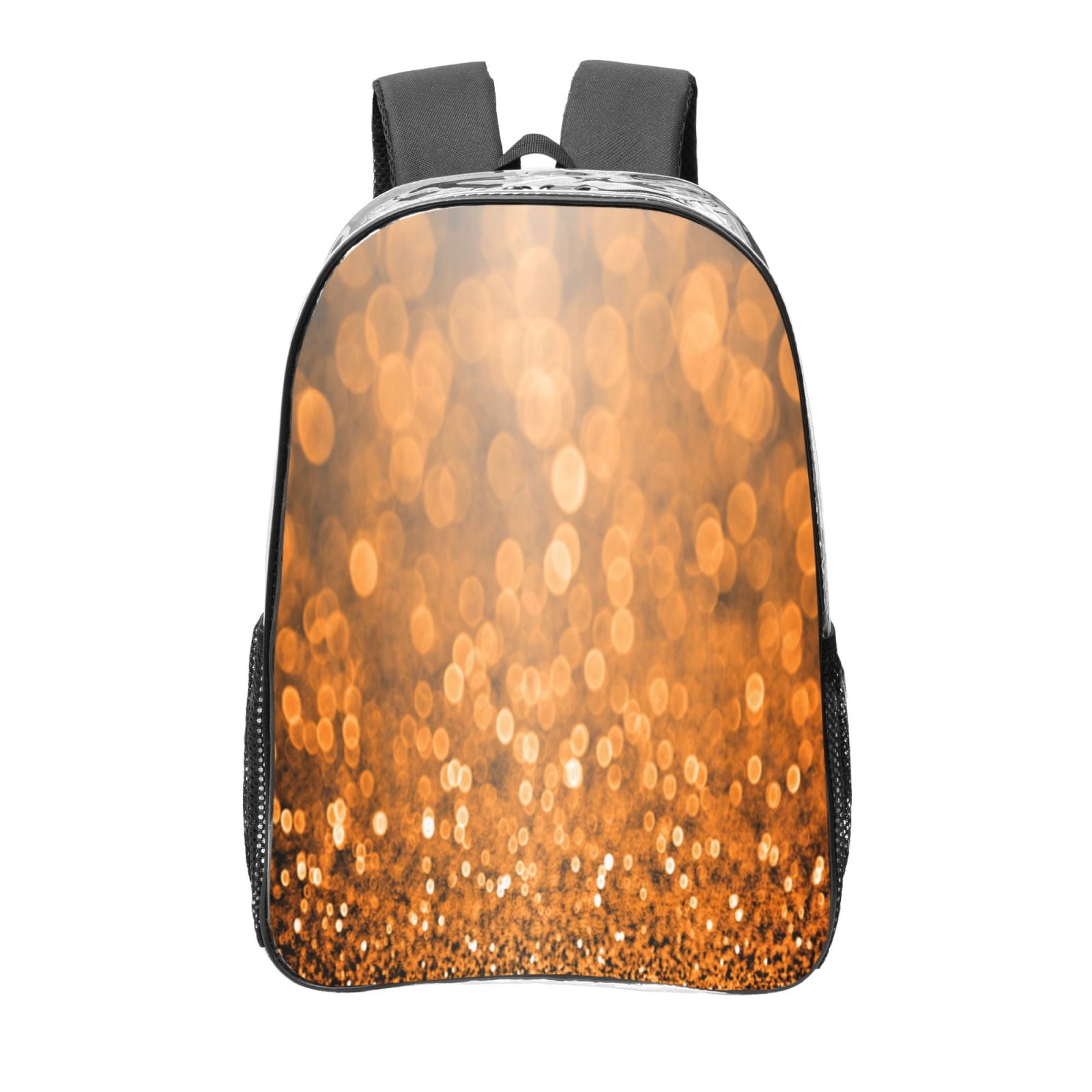 Susaid Sparkling Orange and Black Print Clear Backpack See Through ...