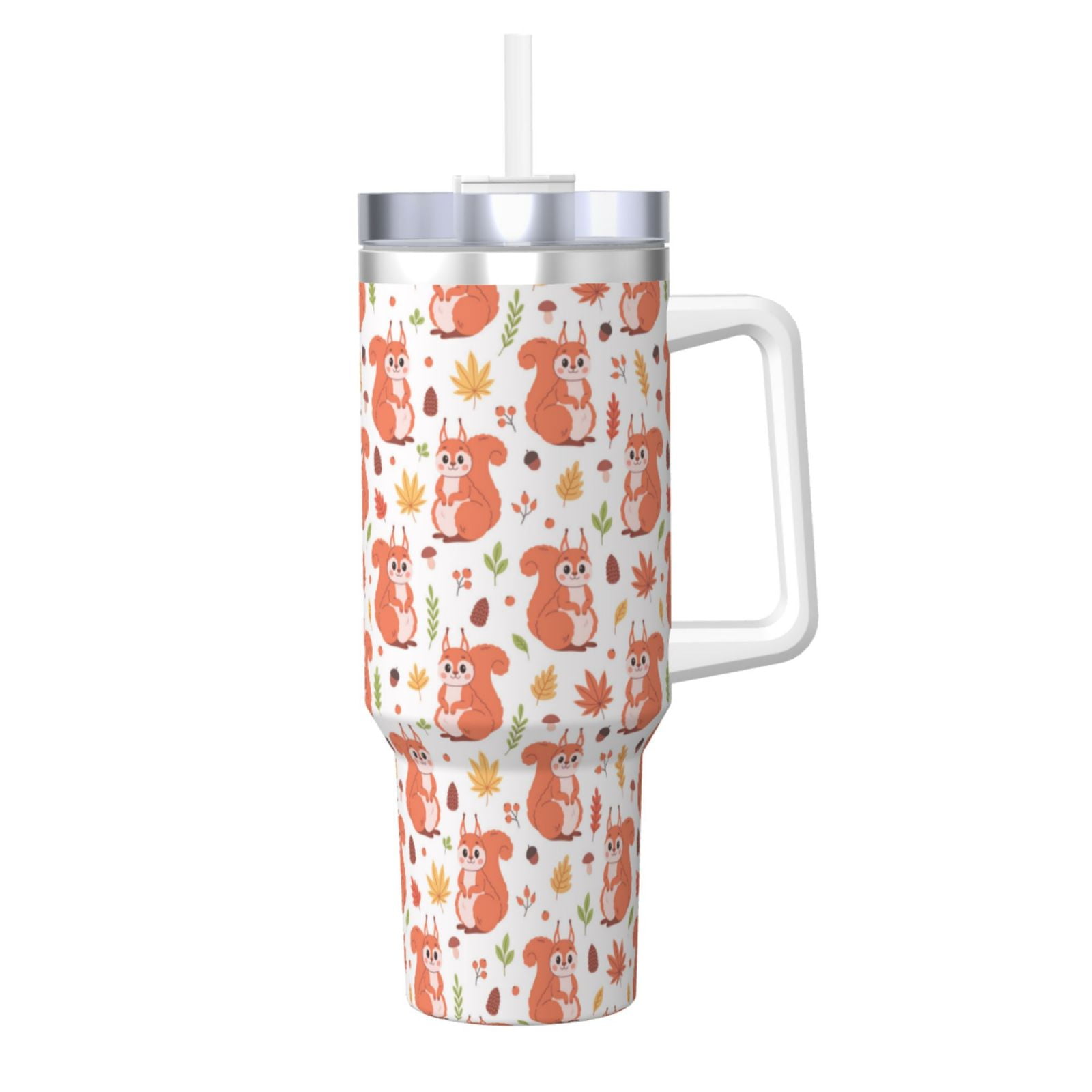 Susaid Squirrel And Maple Leaf Print Indoor Outdoor Straw Lid 40oz Ice ...