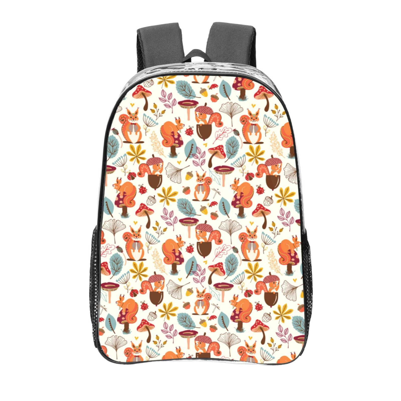 Susaid Squirrel Nuts Mushroom Print Clear Backpack See Through ...