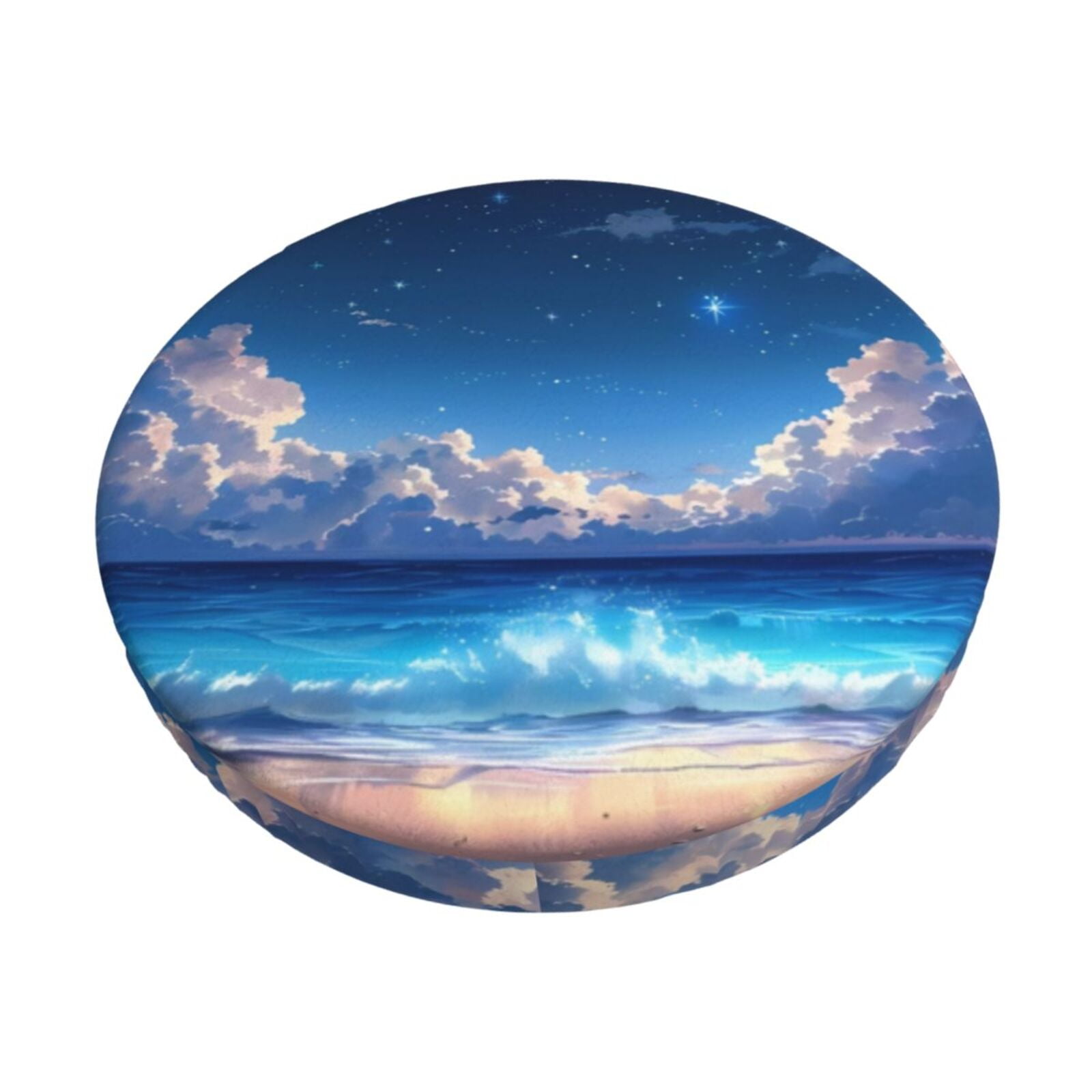 Susaid Starry Night Ocean View Print Elastic Bar Stool Cover ...