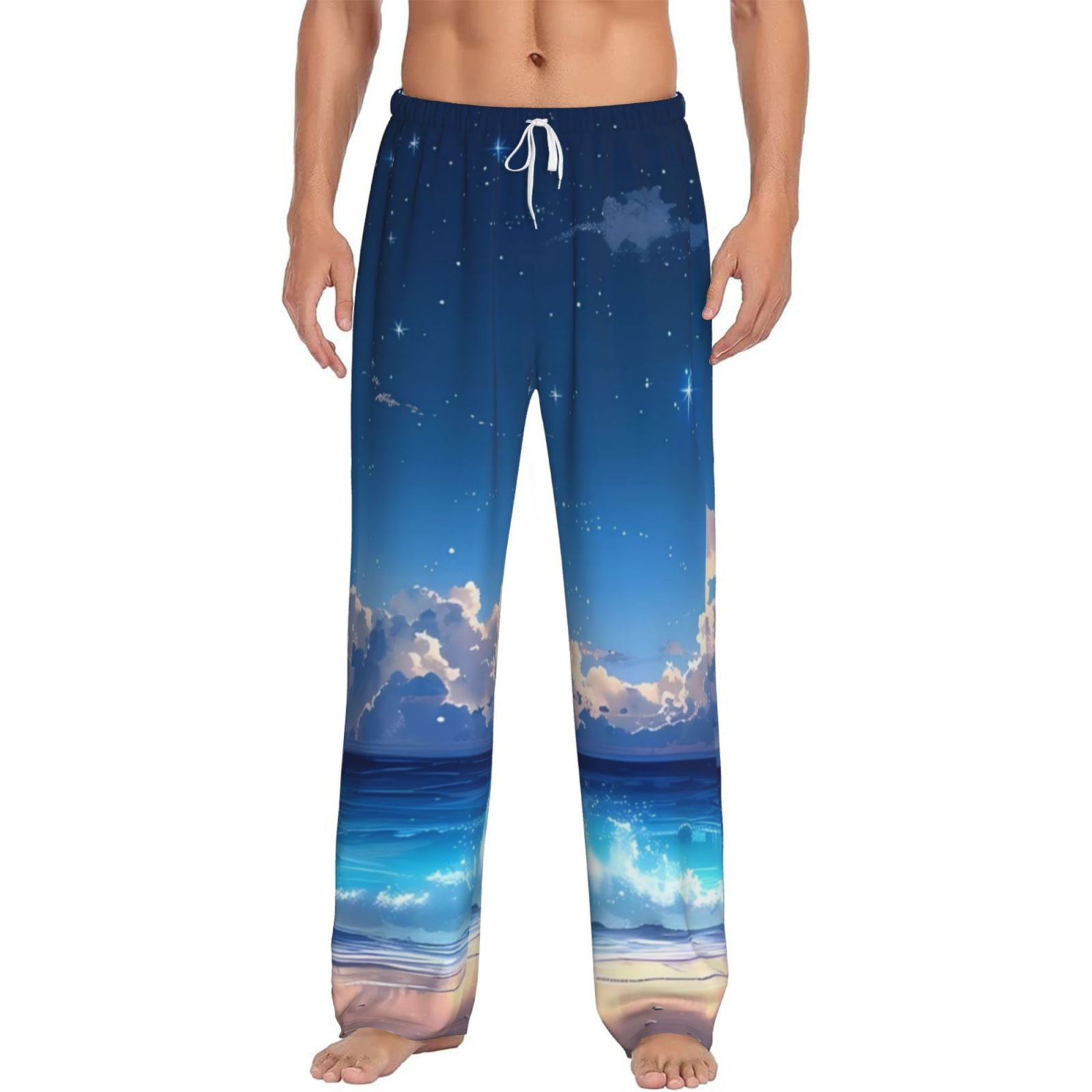 Susaid Starry Night Ocean View Print Mens Pajama Pants Set Sleep ...