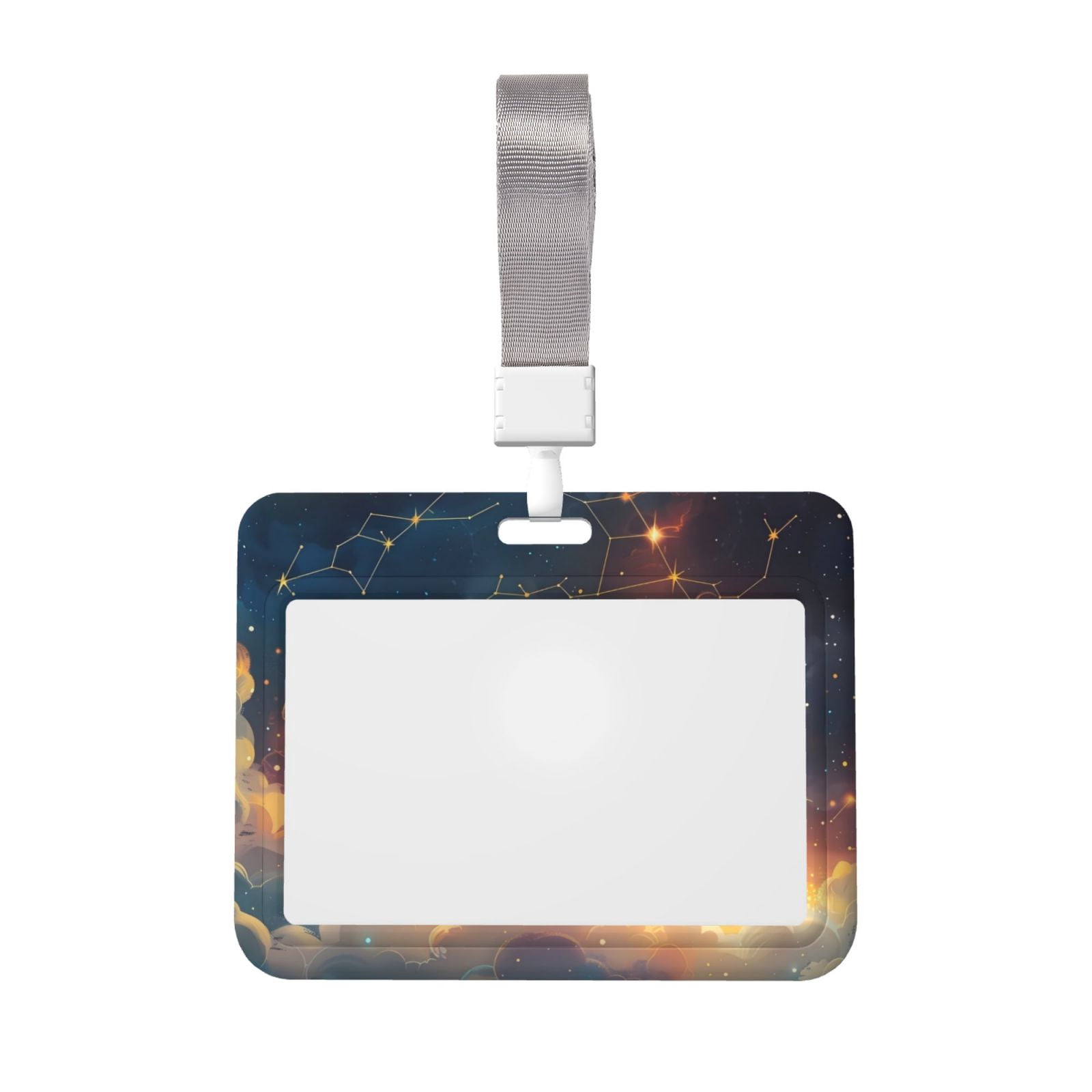 Susaid Starry Sky Constellation Cat Print ID Badge Holder with Double ...
