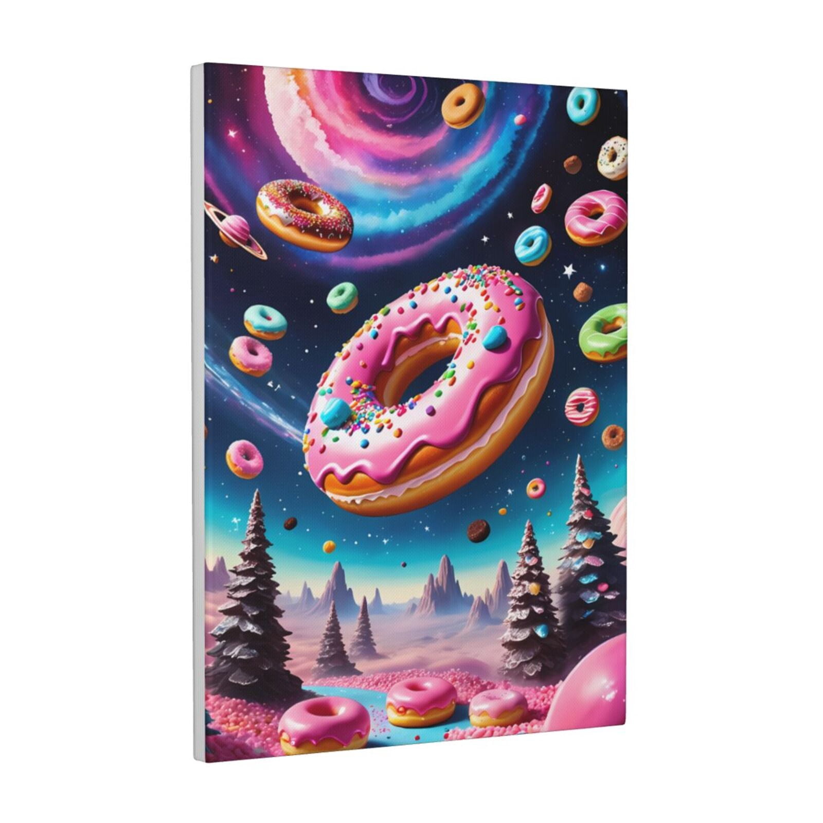 Susaid Starry Sky Pine Tree Donut Pattern Vertical Canvas Wall Decor ...