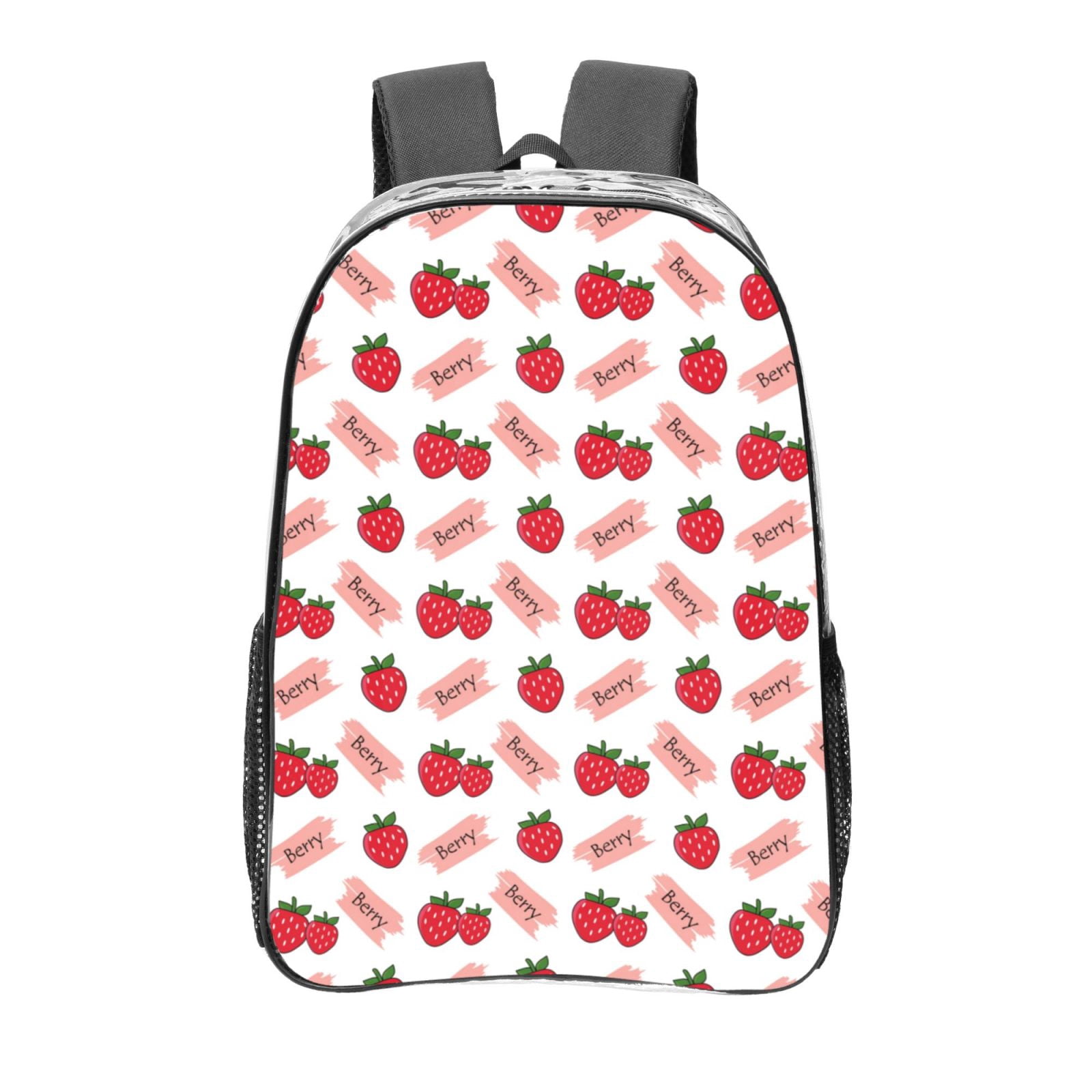 Susaid Strawberry Print Clear Backpack See Through Transparent Plastic ...
