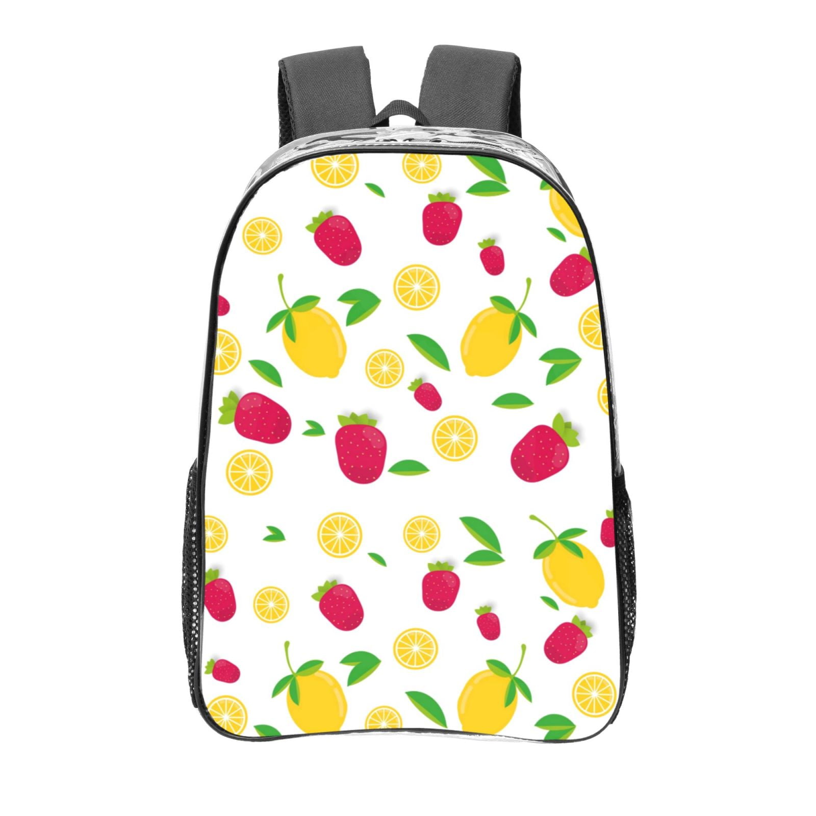 Susaid Strawberry and Lemon Print Clear Backpack See Through ...