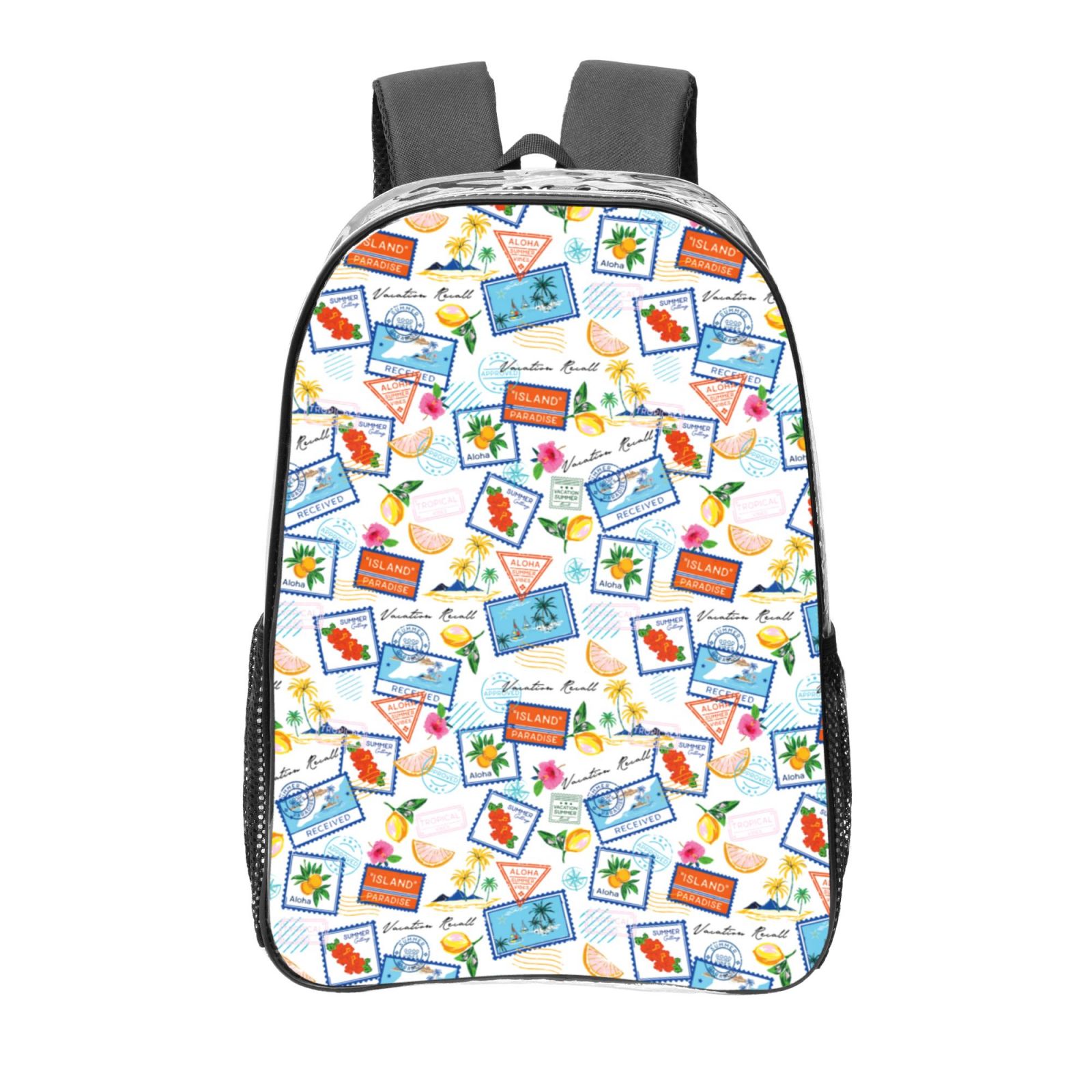 Susaid Summer Stamp Print Clear Backpack See Through Transparent Plastic Clear Bookbags for ...