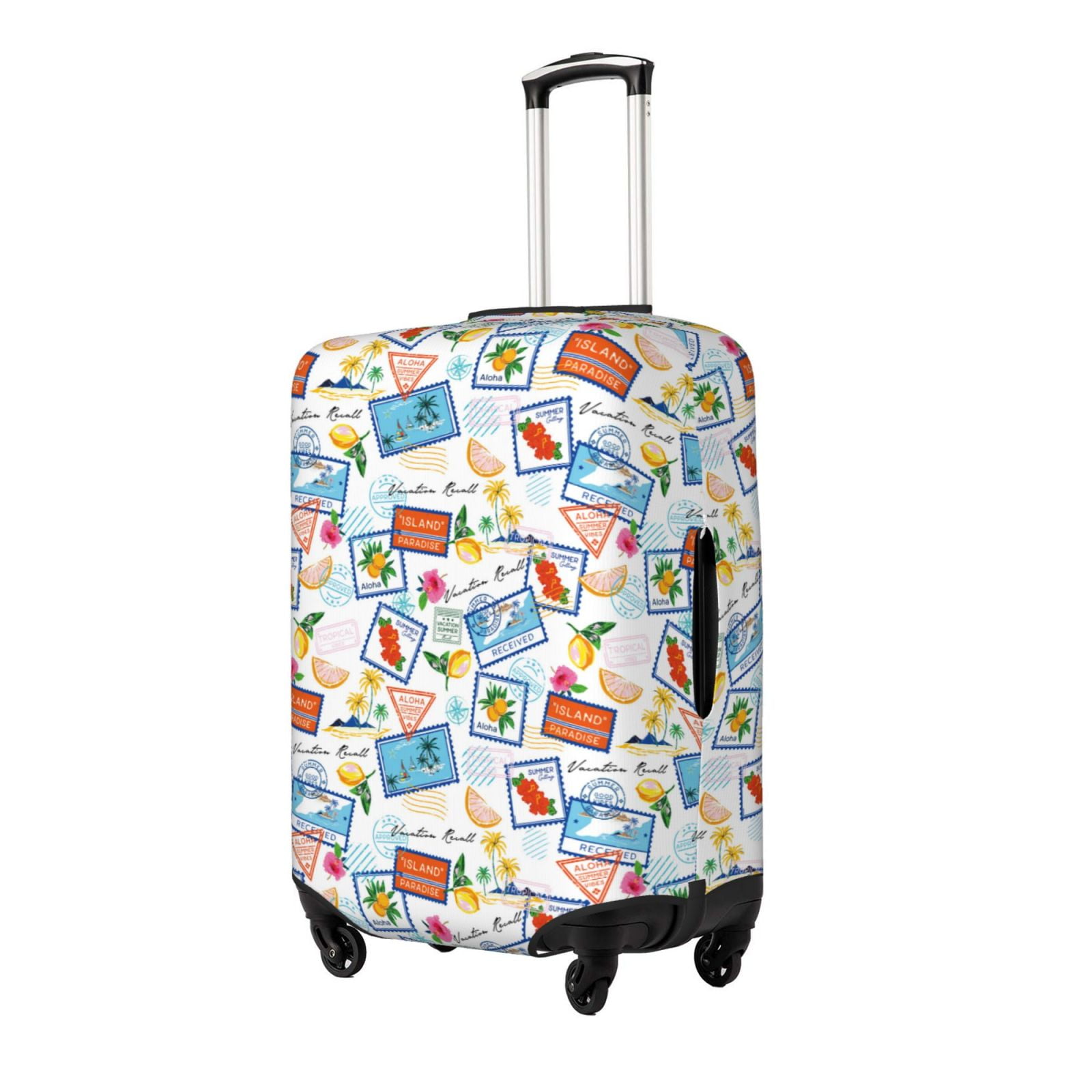 Susaid Summer Stamp Print Elastic Washable Suitcase Cover with Hidden ...