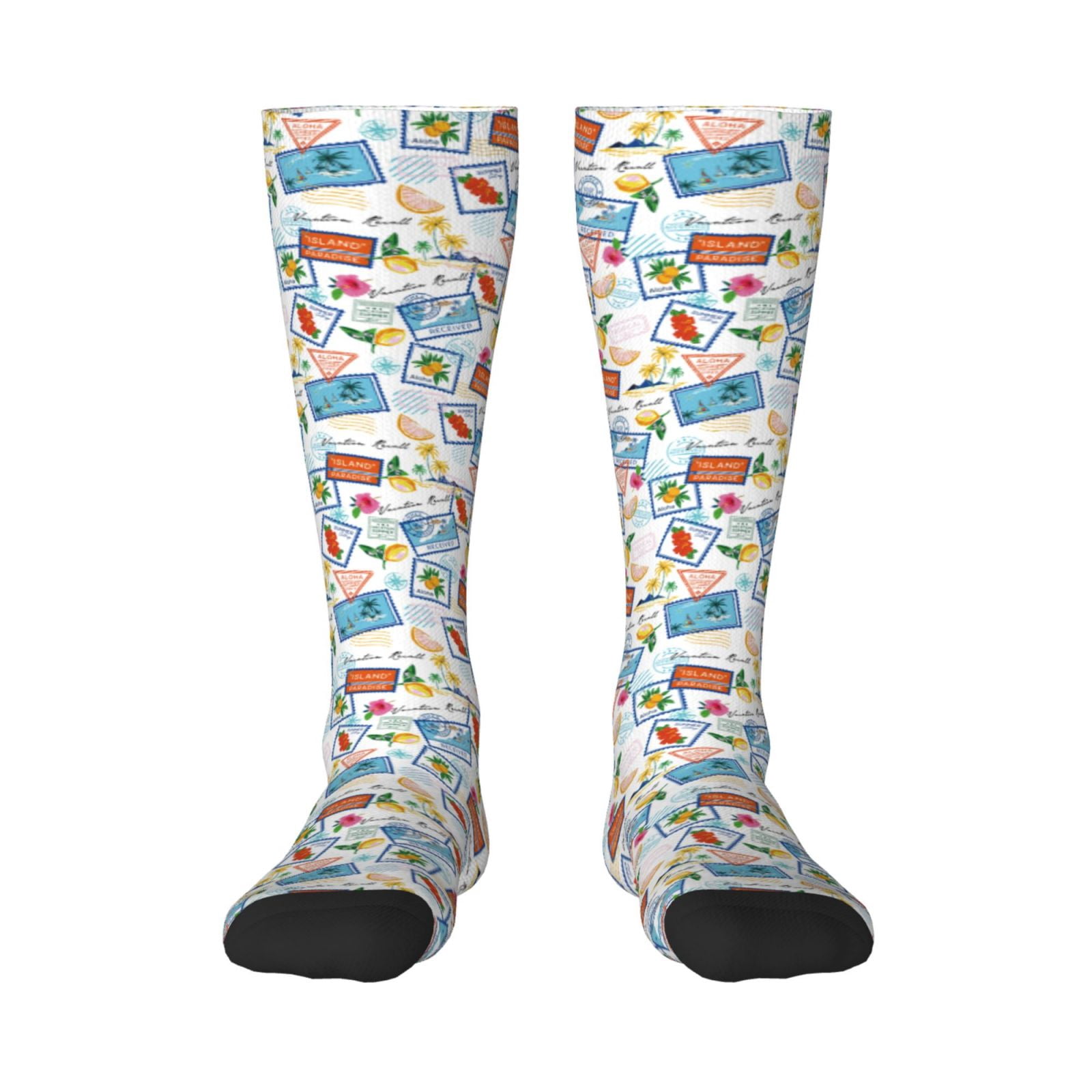 Susaid Stamp Print Thermal Winter Socks for Men and Women, Warm Crew ...