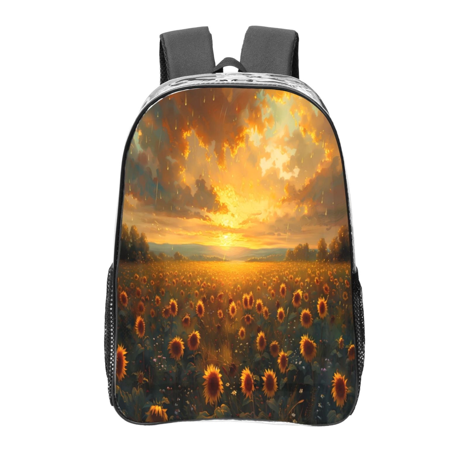 Susaid Sunflower Sunset Rainfall Print Clear Backpack See Through ...