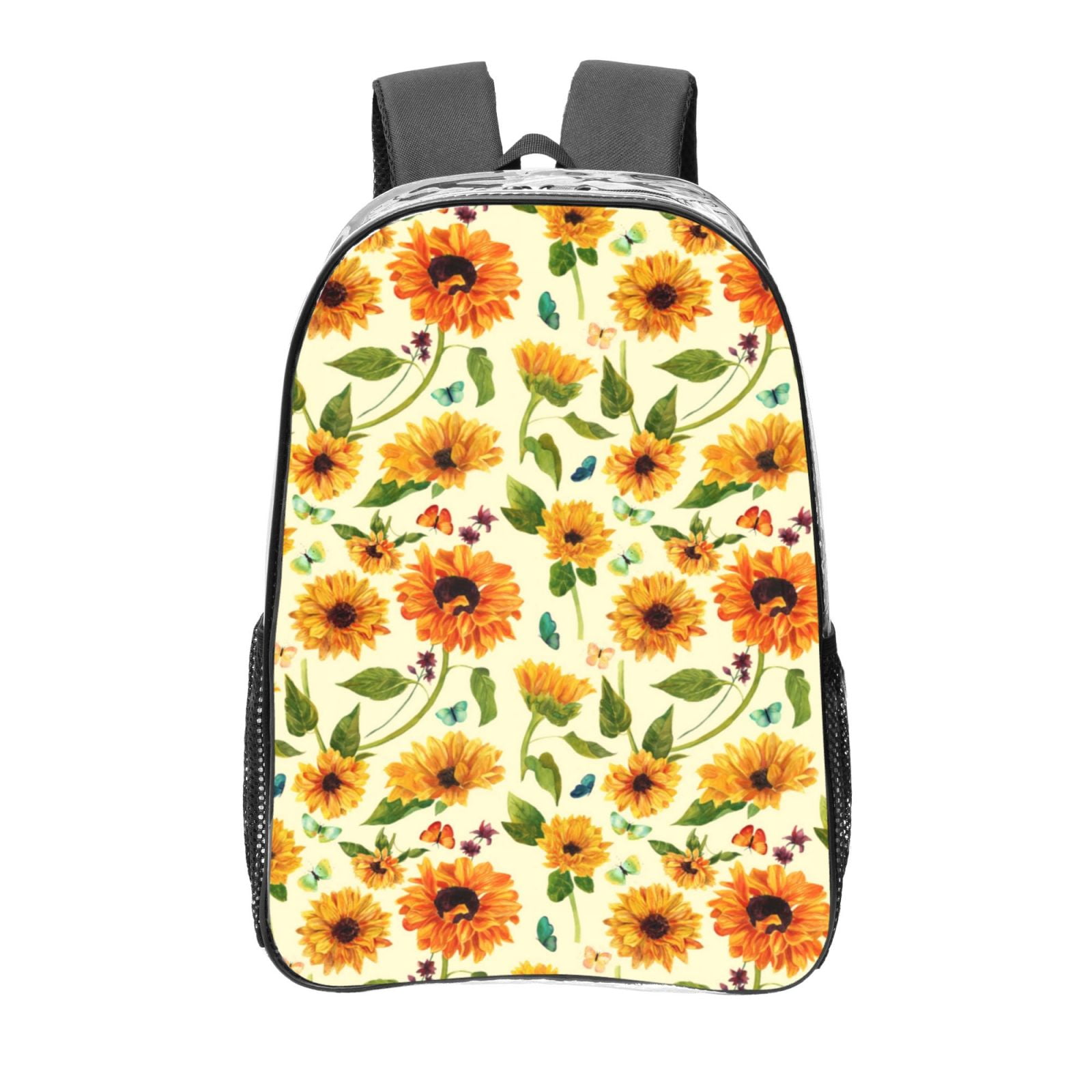 Susaid Sunflowers And Butterflies Print Clear Backpack See Through ...