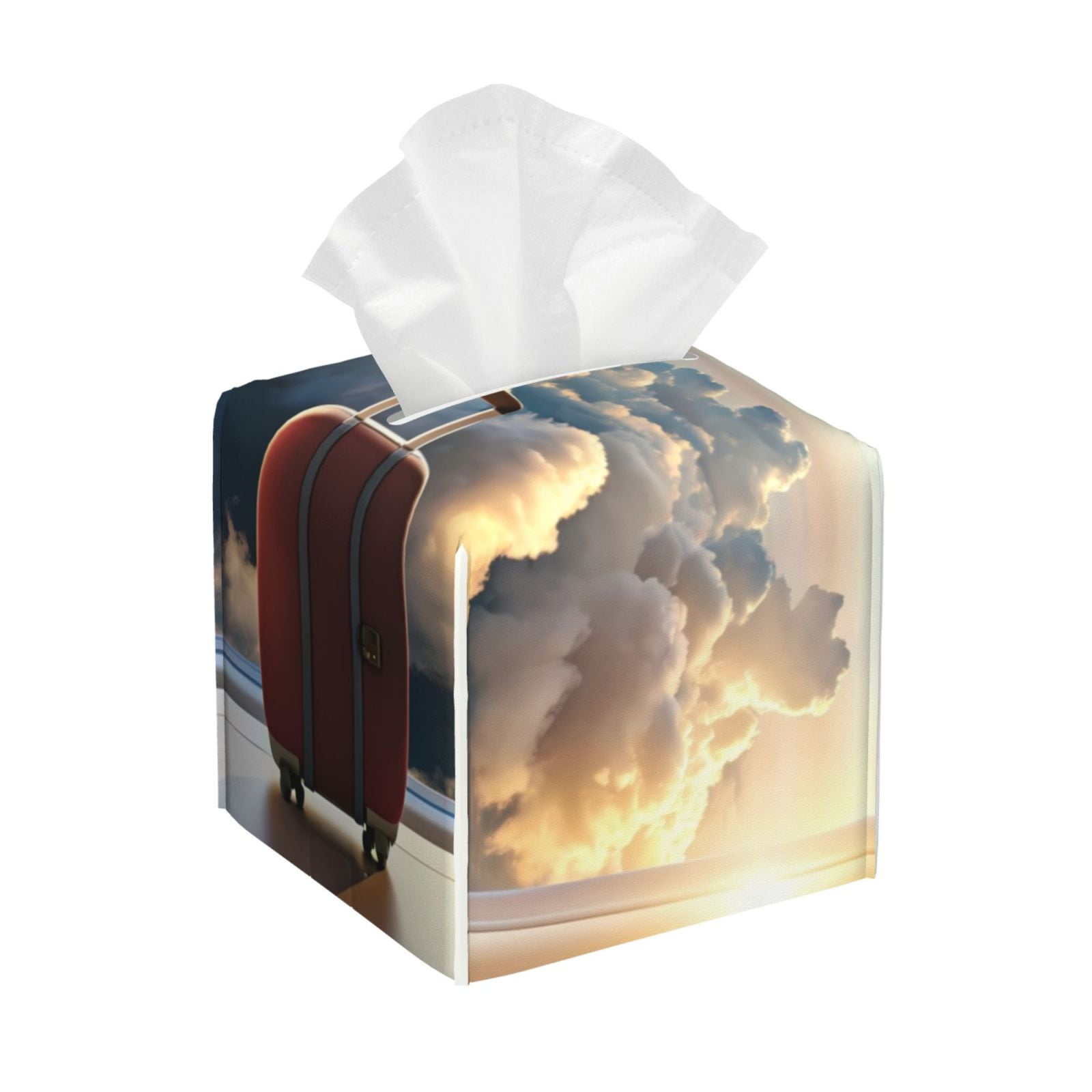 Susaid Sunset Airplane Travel View Print PU Leather Tissue Box Cover ...