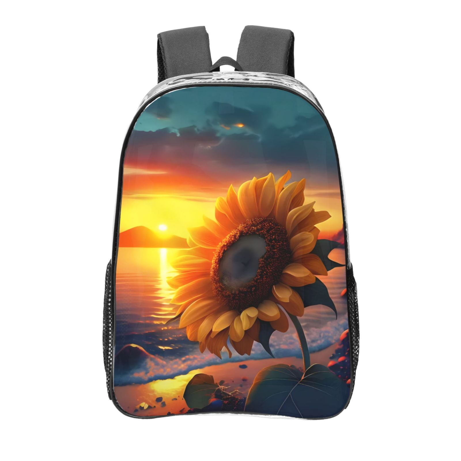 Susaid Sunset Coast Sunflower Print Clear Backpack See Through ...