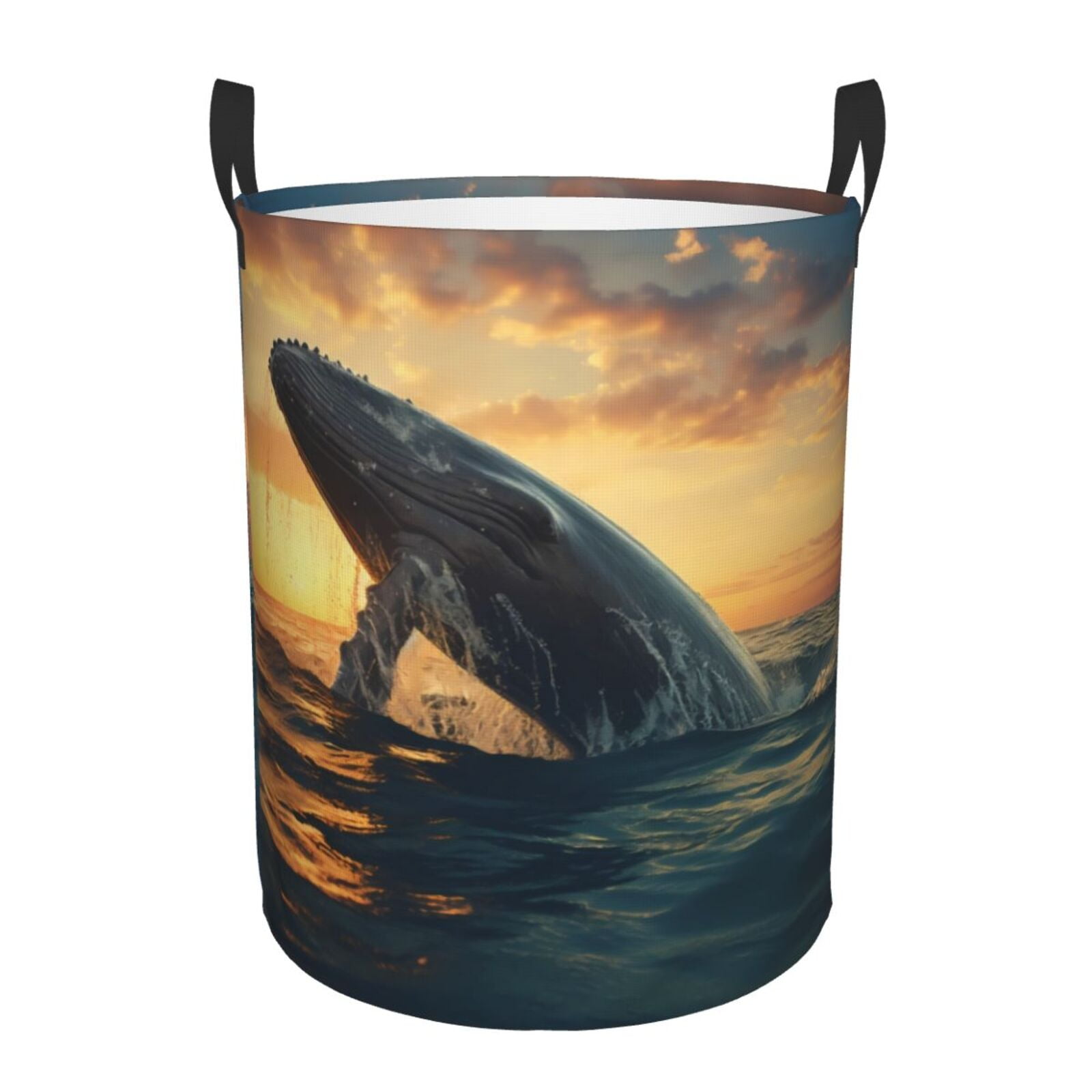 Susaid Sunset Ocean Whale Print Waterproof Oxford Cloth Storage ...