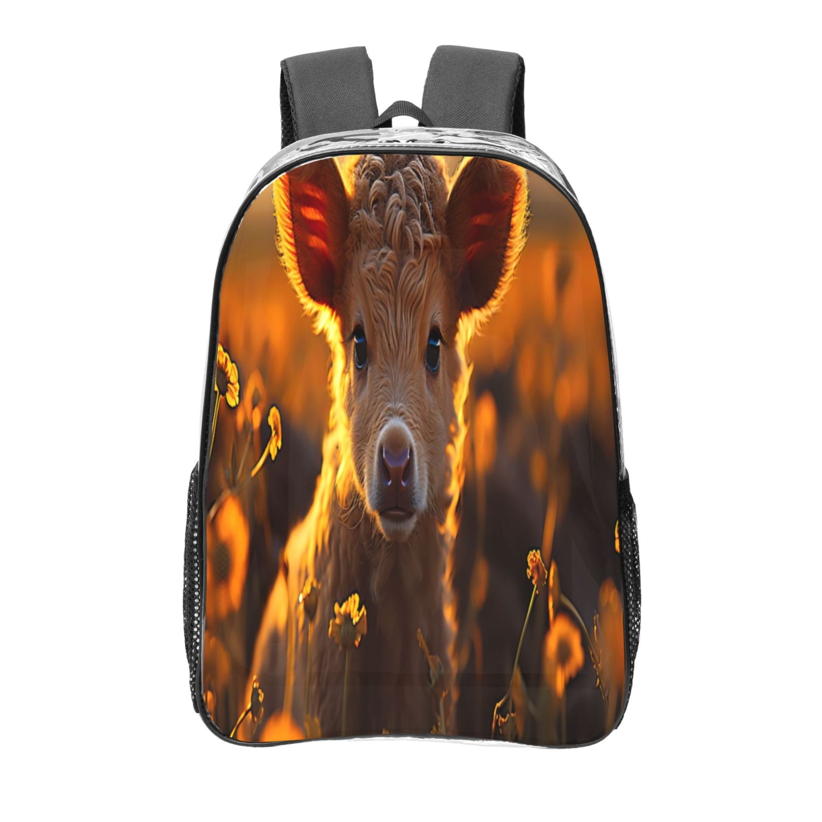 Susaid Sunset Sunflower Cow Print Clear Backpack See Through ...