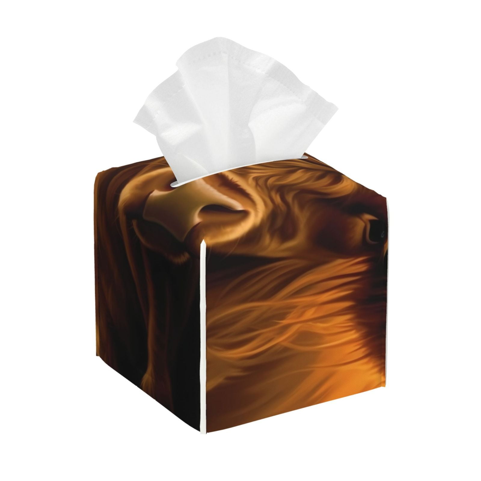 Susaid Sunset Sunflower Cow A Print PU Leather Tissue Box Cover, Square ...