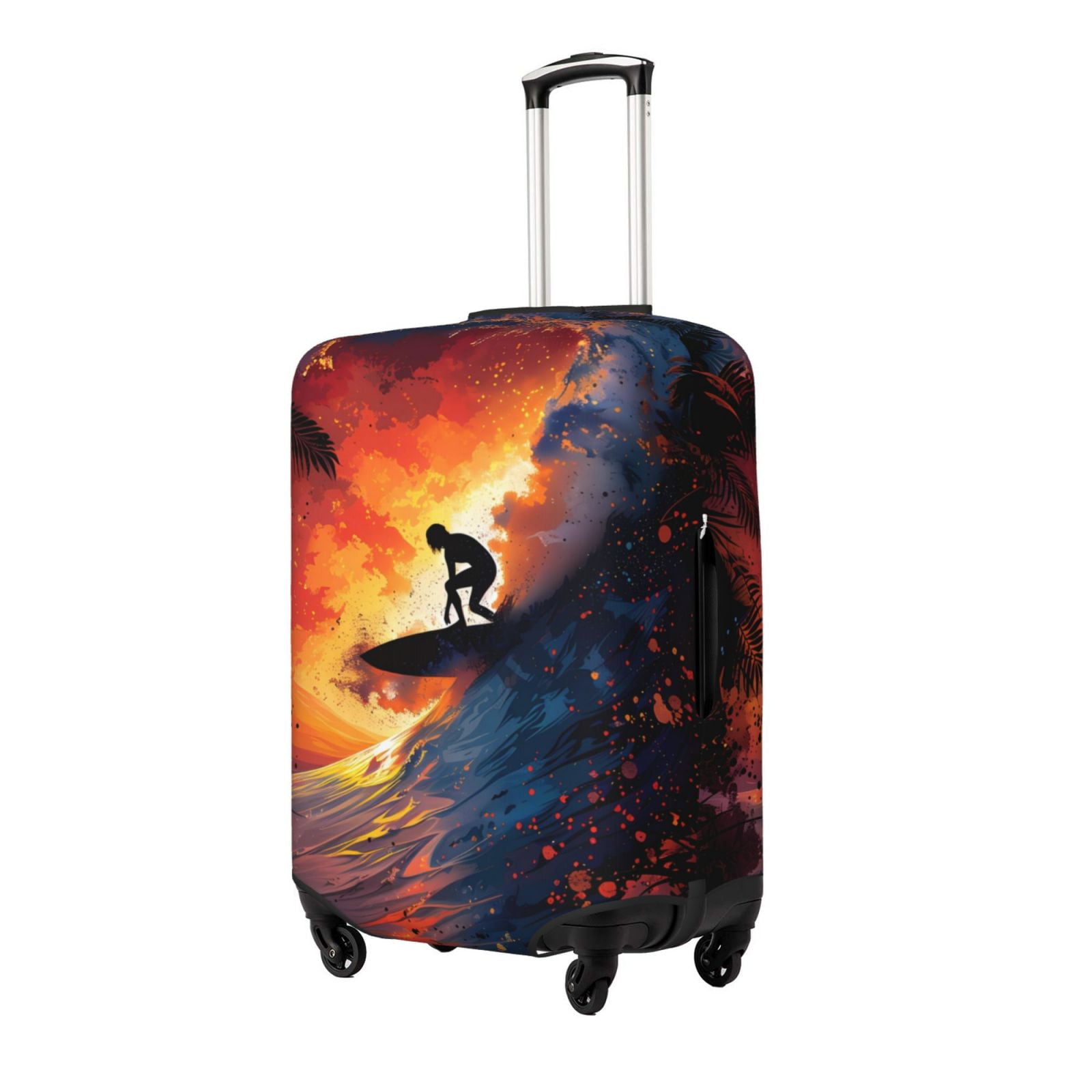Susaid Sunset Surfing Silhouette Print Elastic Washable Suitcase Cover ...