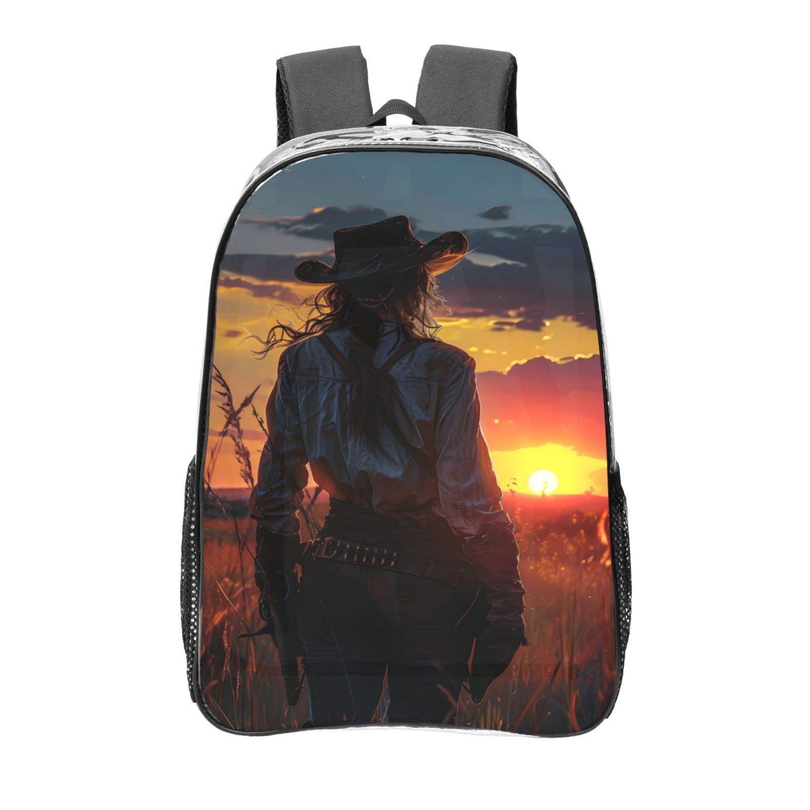 Susaid Sunset Western Cowgirl Print Clear Backpack See Through ...