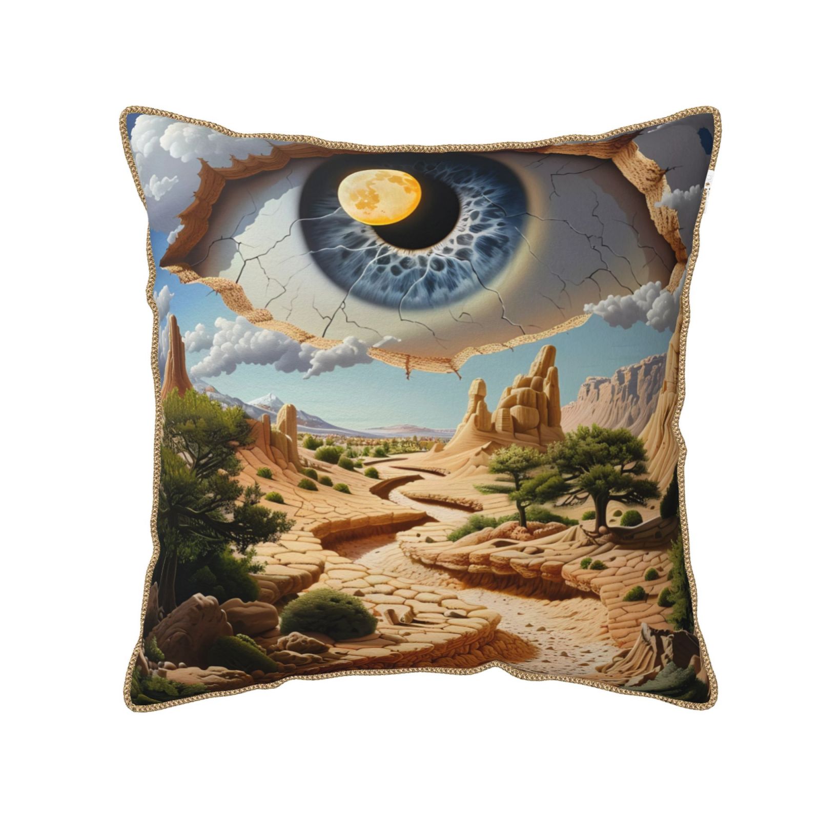 Susaid Surreal Desert Eye Landscape Print Velvet Throw Pillow Covers ...