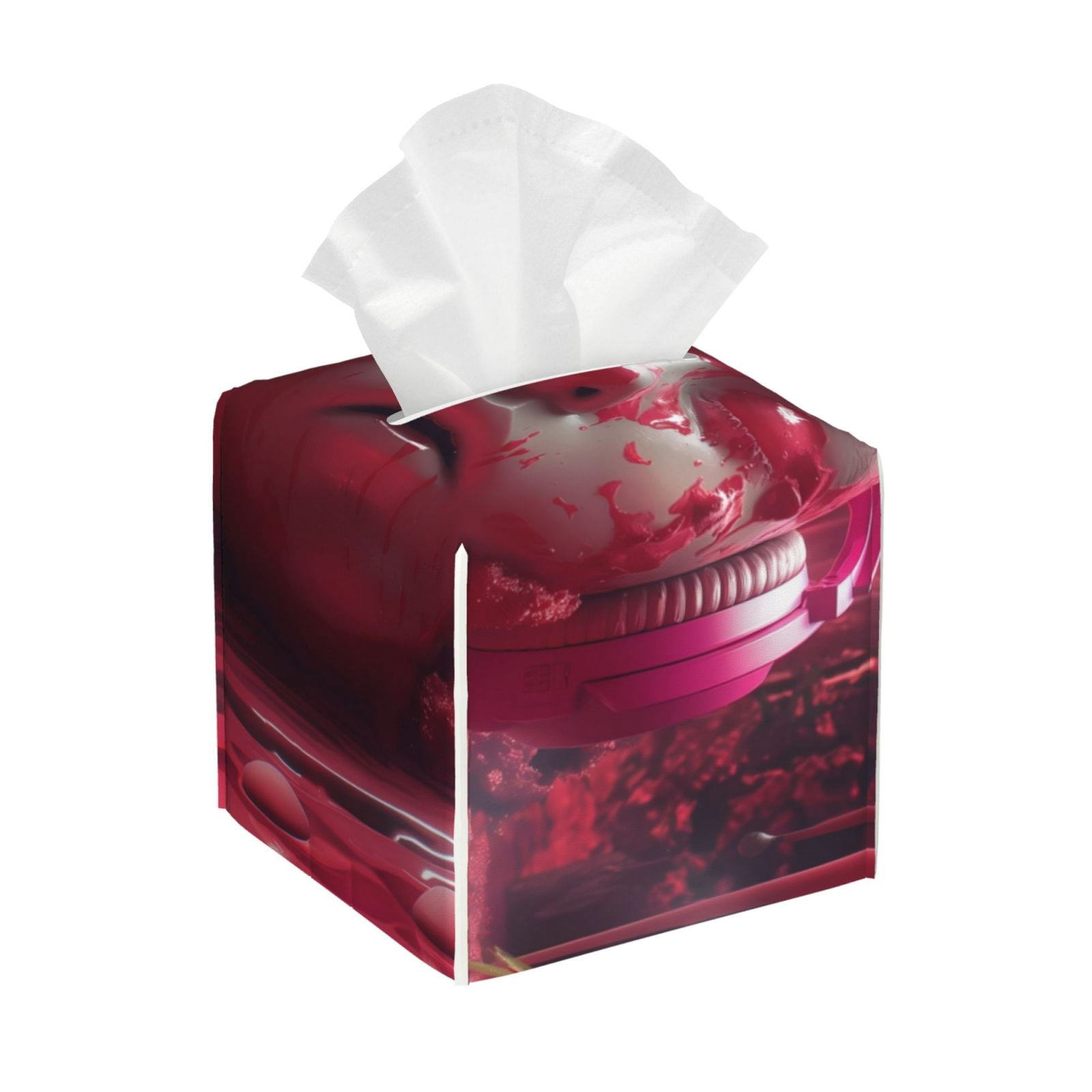 Susaid Surreal Pink Headphones Print PU Leather Tissue Box Cover ...