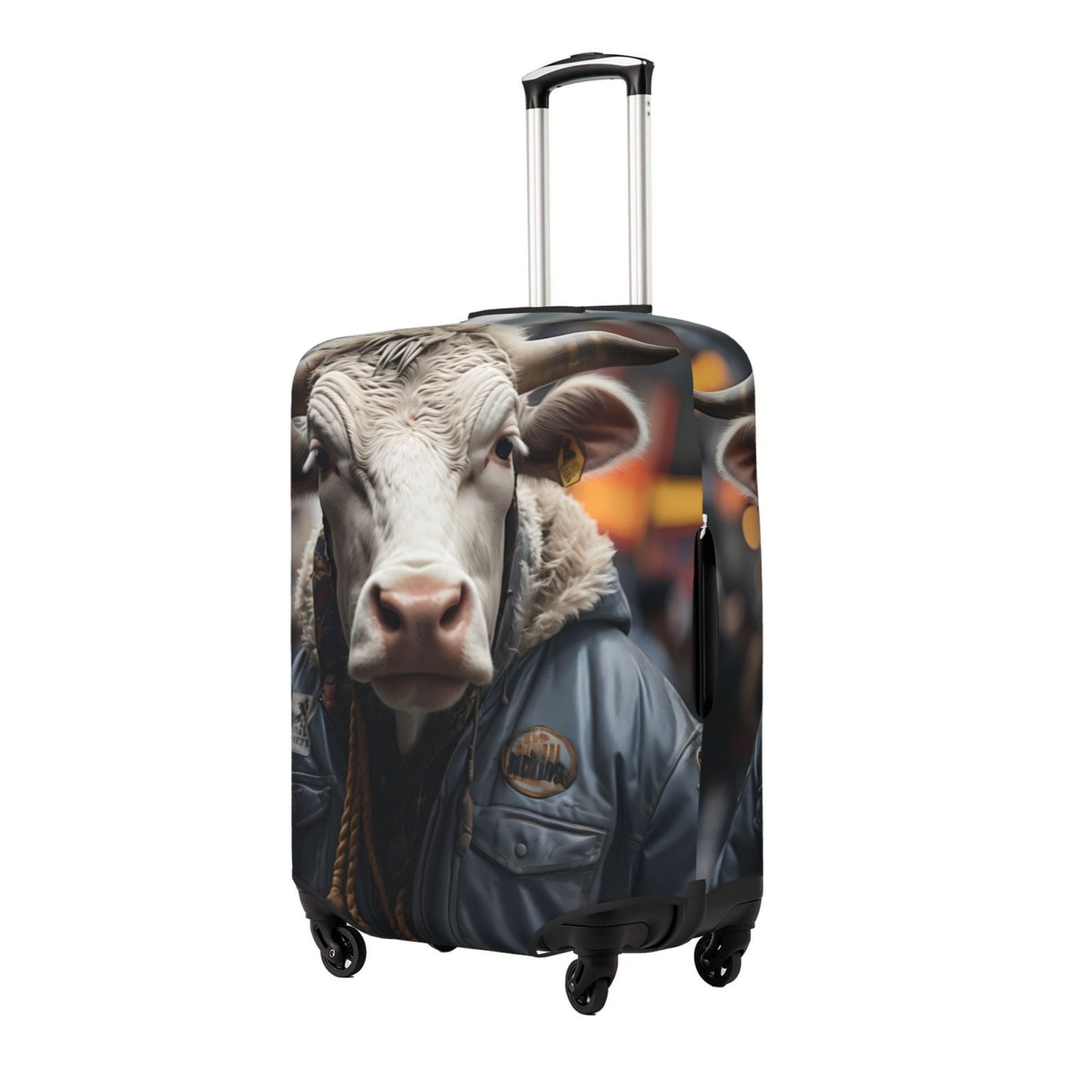 Susaid Surrealist Cow Print Elastic Washable Suitcase Cover with Hidden ...