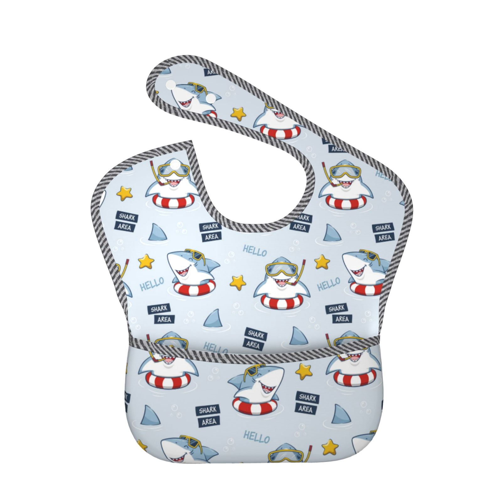 Susaid Swimming Shark Print Bibs for Babies Toddlers Adjustable ...