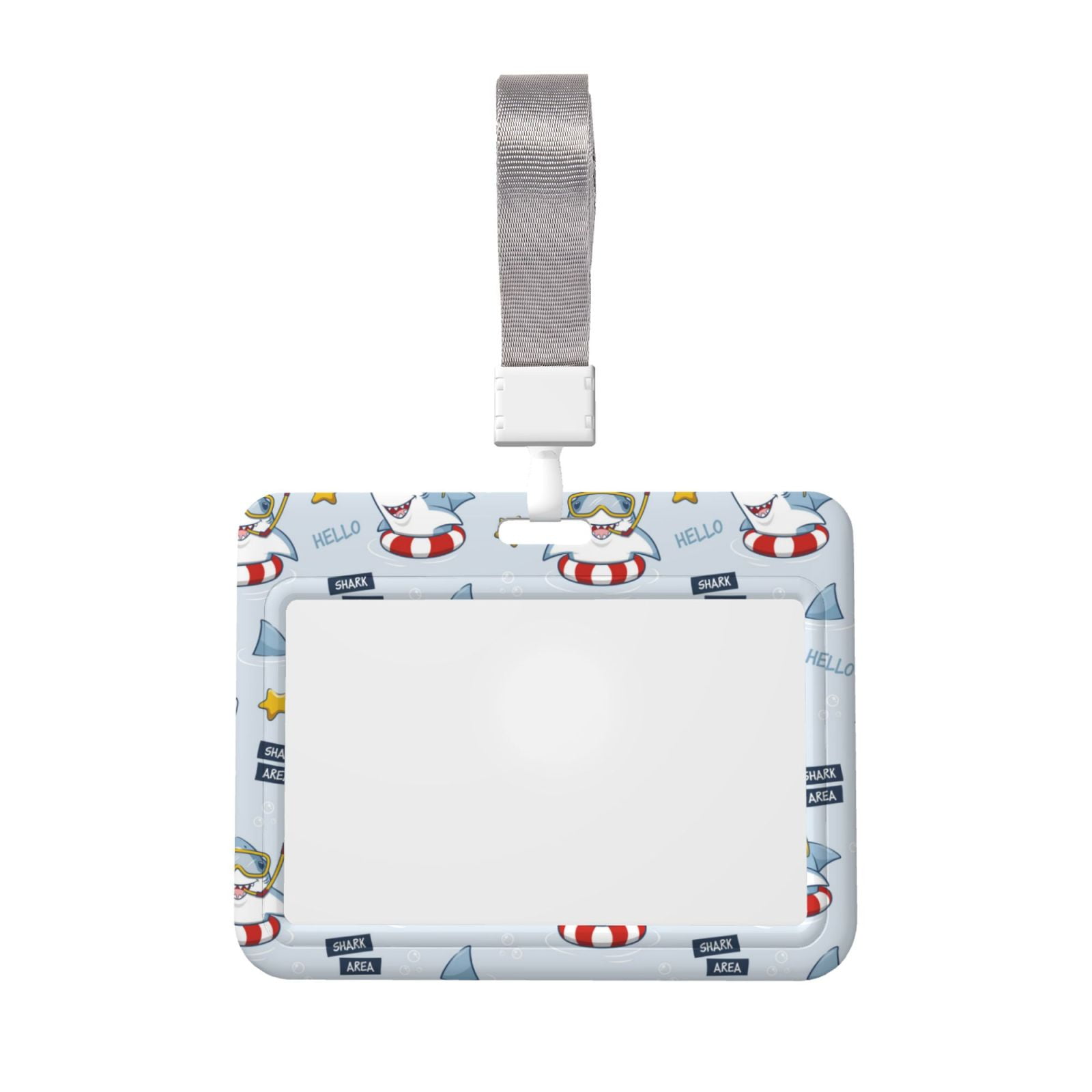 Susaid Swimming Shark Print ID Badge Holder with Double-Sided Windows ...