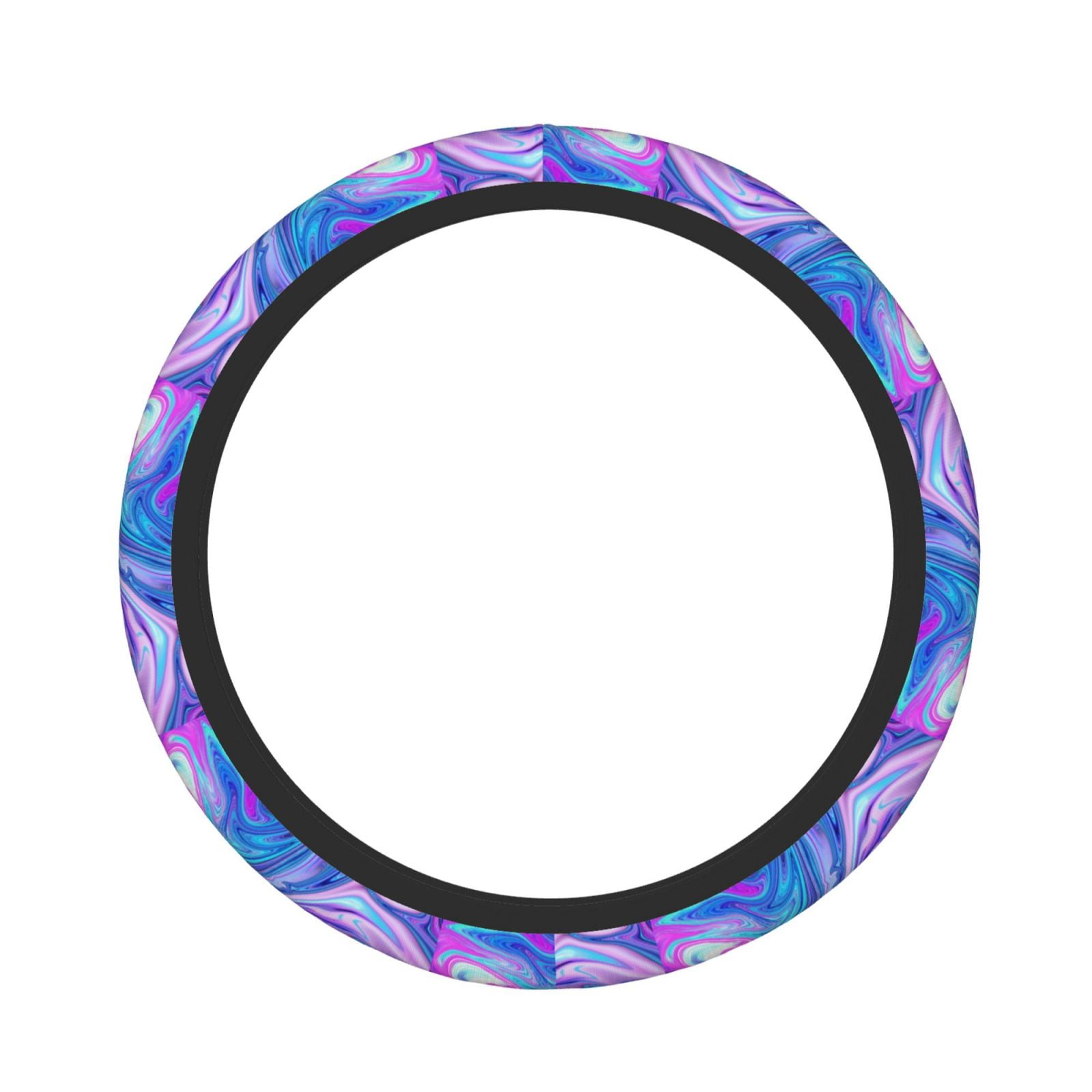 Susaid Swirl Blue And Purple Print Elastic Car Steering Wheel Cover, 15 ...
