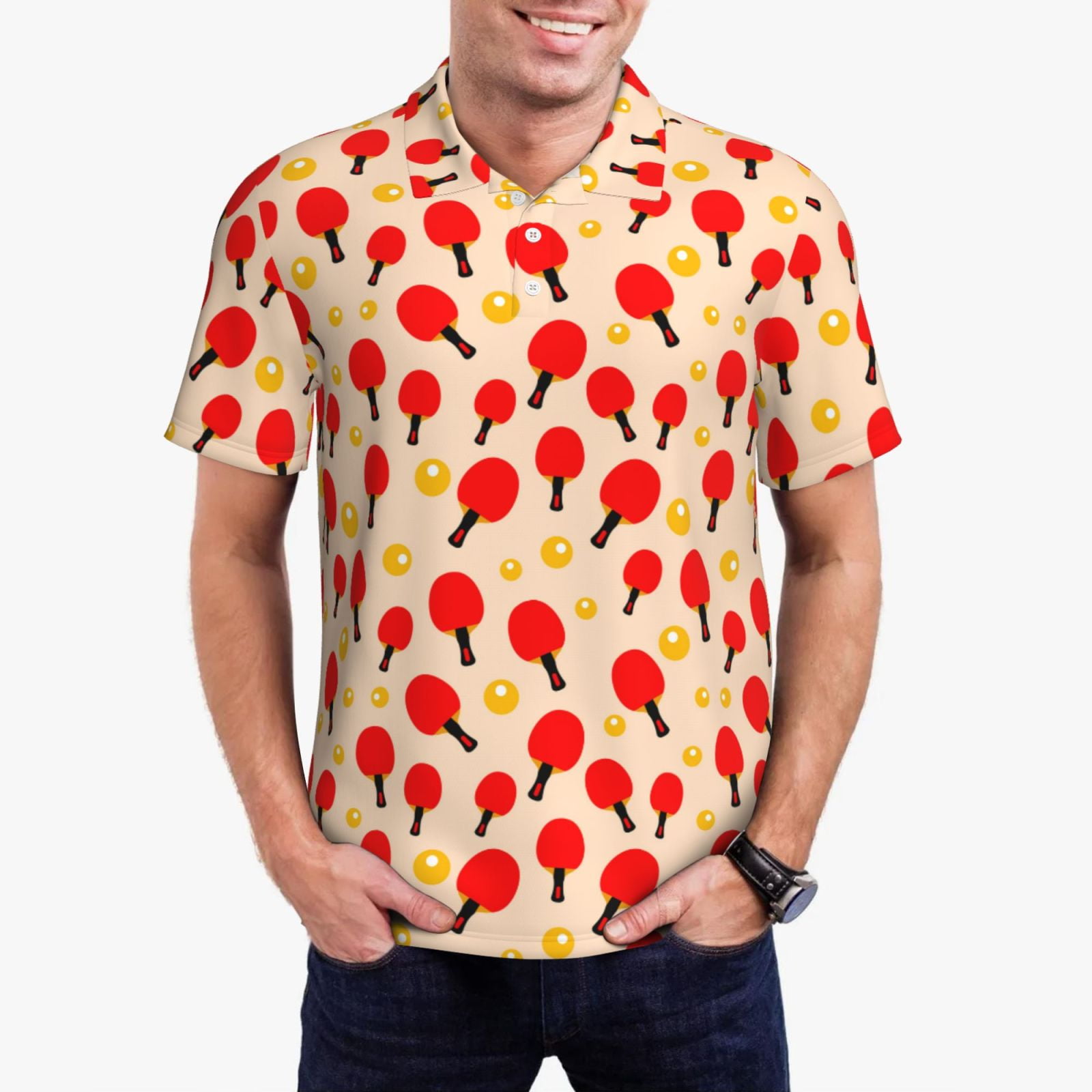 Susaid Table Tennis Rackets 1 Print Men's Short Sleeve Polo Shirt, Golf ...