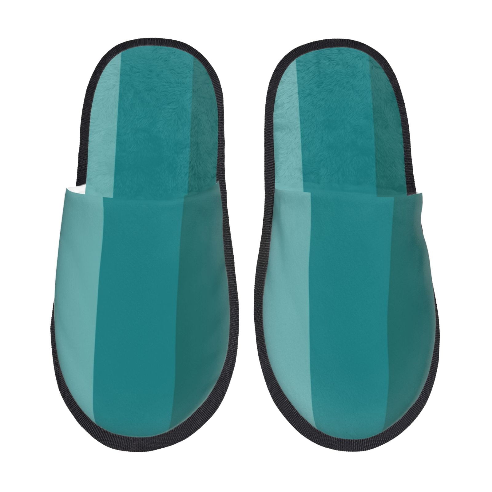 Susaid Teal Color Print Fuzzy Slippers for Women and Men, Warm Anti ...