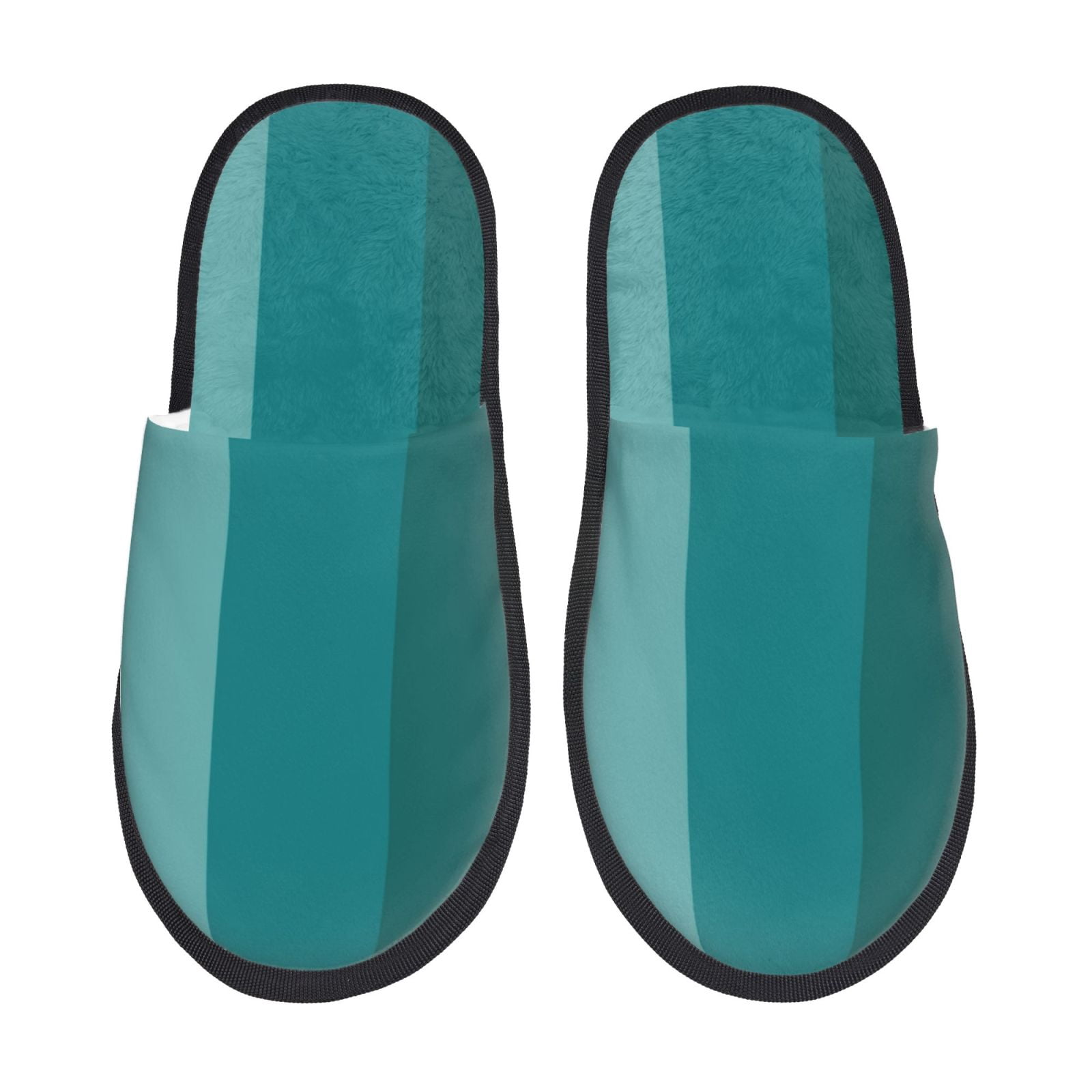 Susaid Teal Color Print Fuzzy Slippers for Women and Men, Warm Anti ...