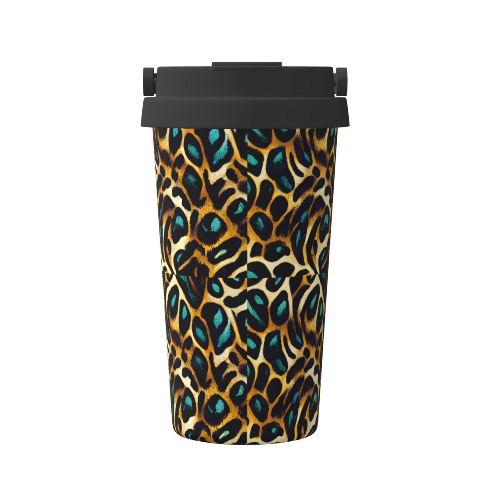 Susaid Teal Leopard Print Coffee Travel Mug, Insulated Coffee Mug with ...
