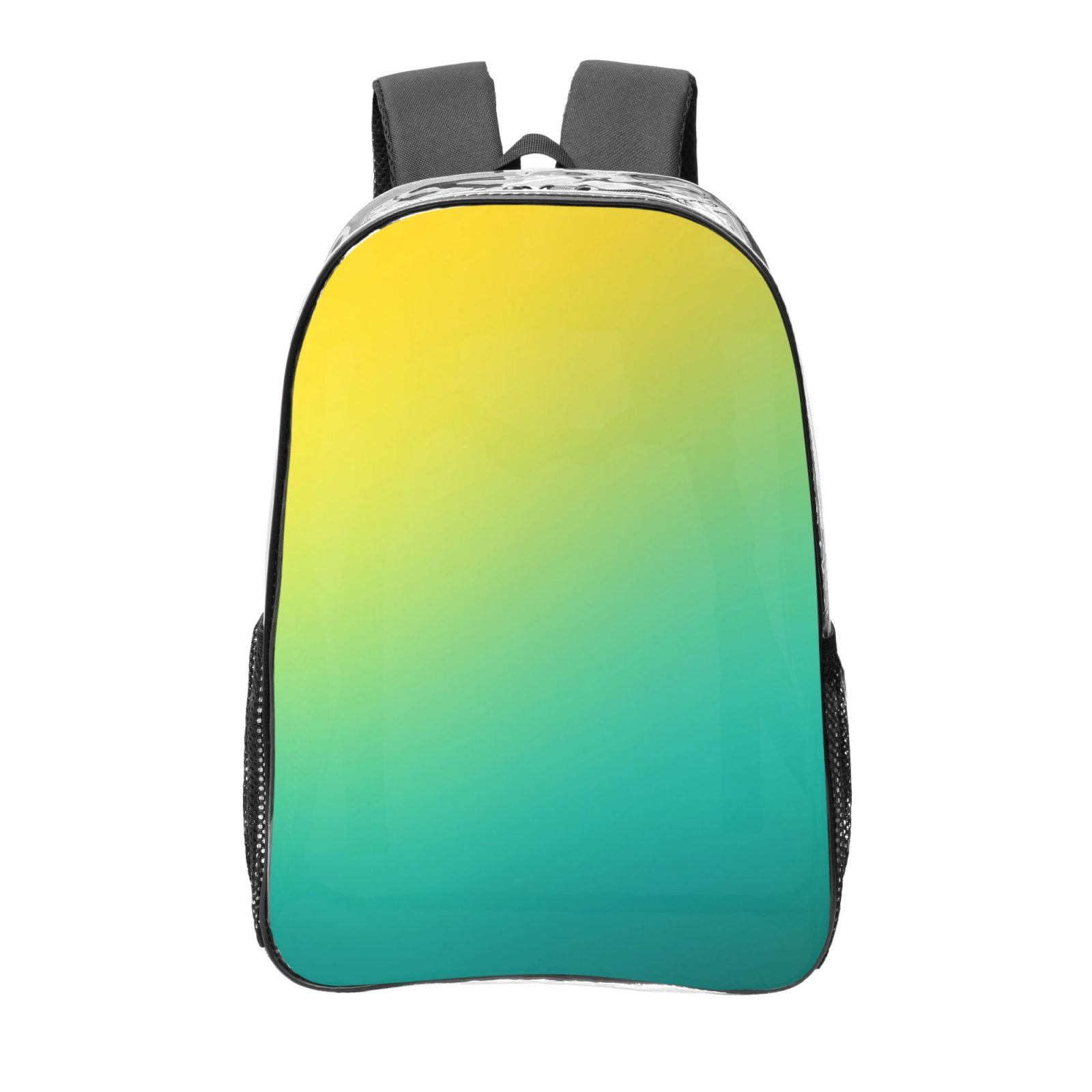 Susaid Teal To Yellow Gradient Print Clear Backpack See Through ...