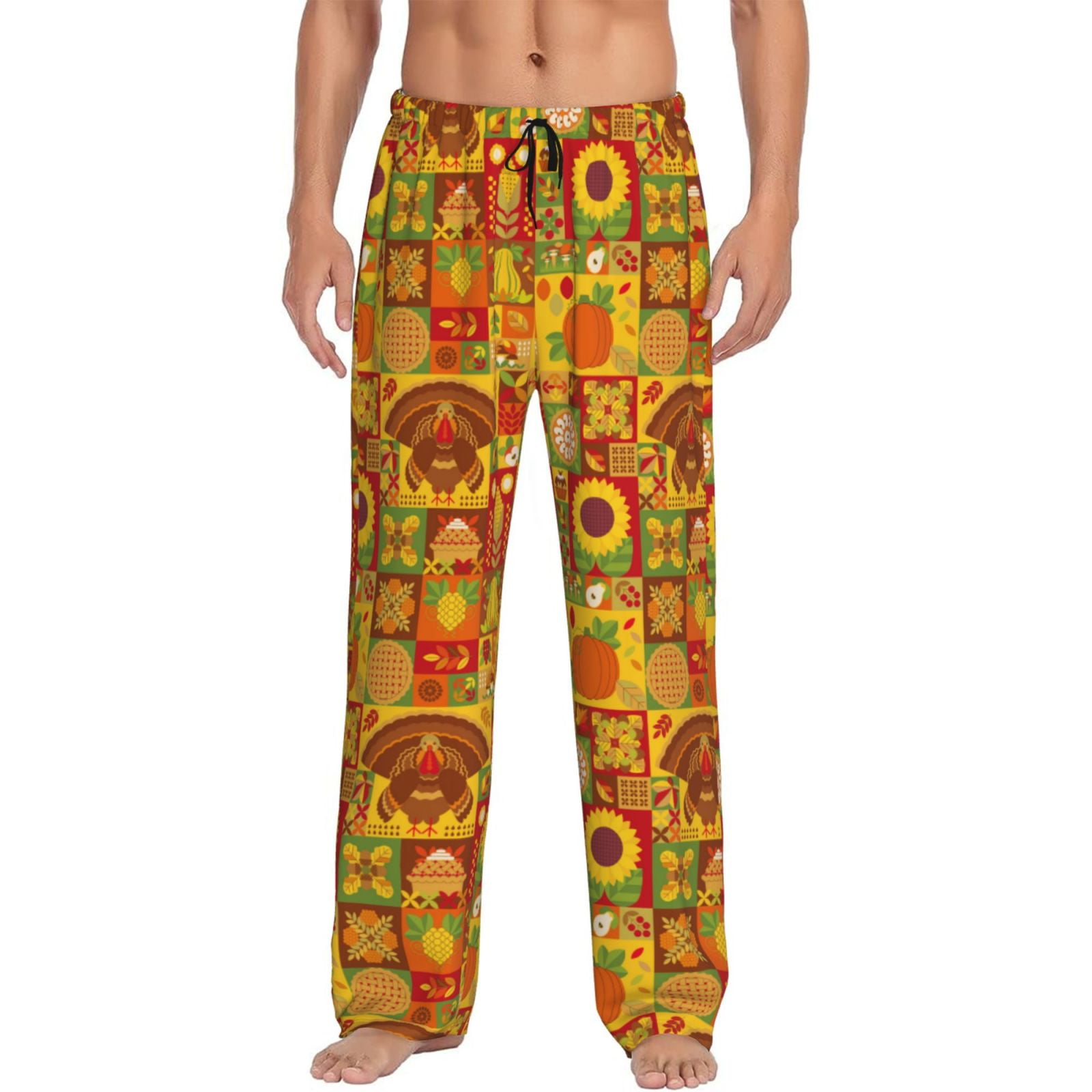 Susaid Thanksgiving Day Print Mens Pajama Pants Set Sleep & Lounge ...