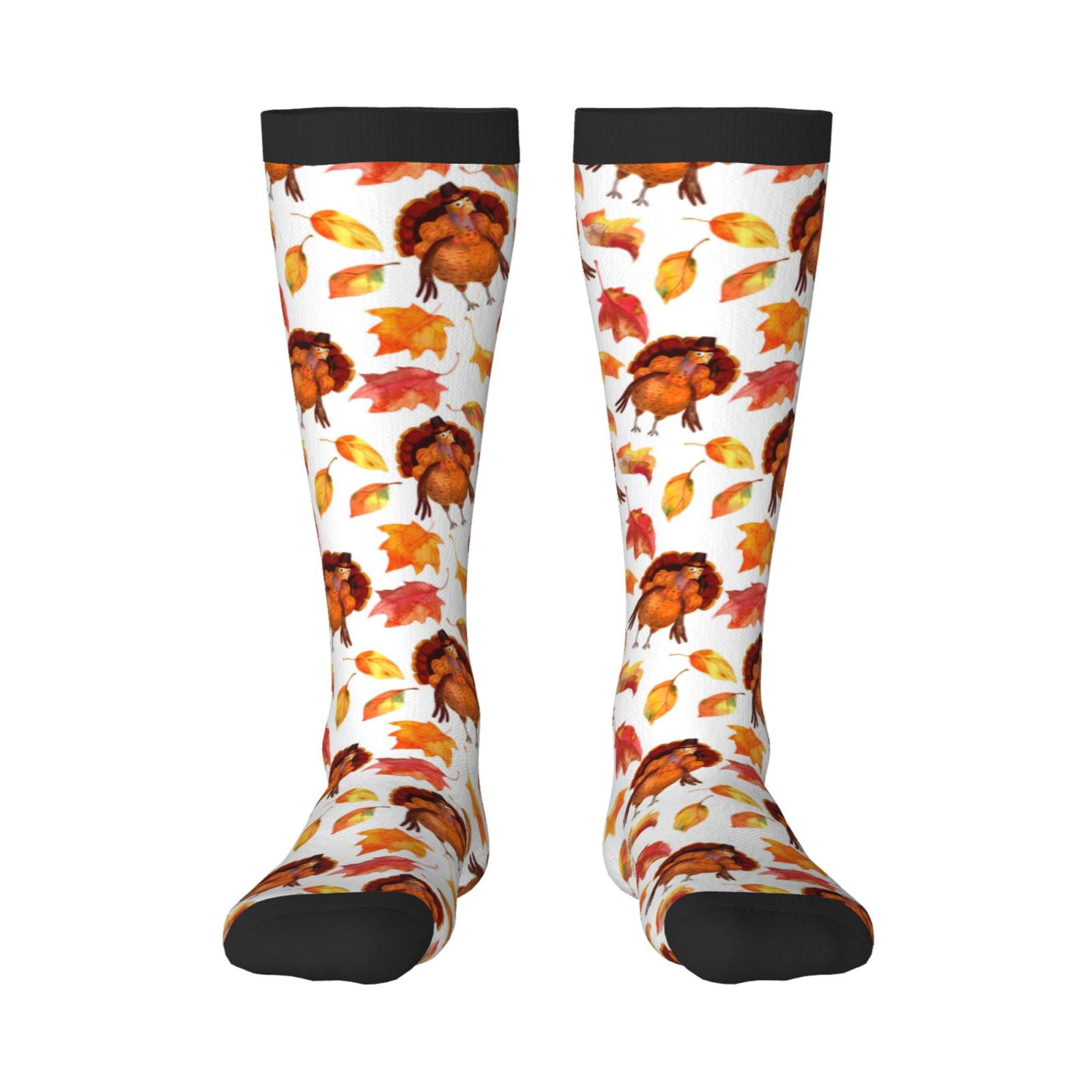 Susaid Thanksgiving Turkey Leaves Print Thermal Winter Socks for Men ...