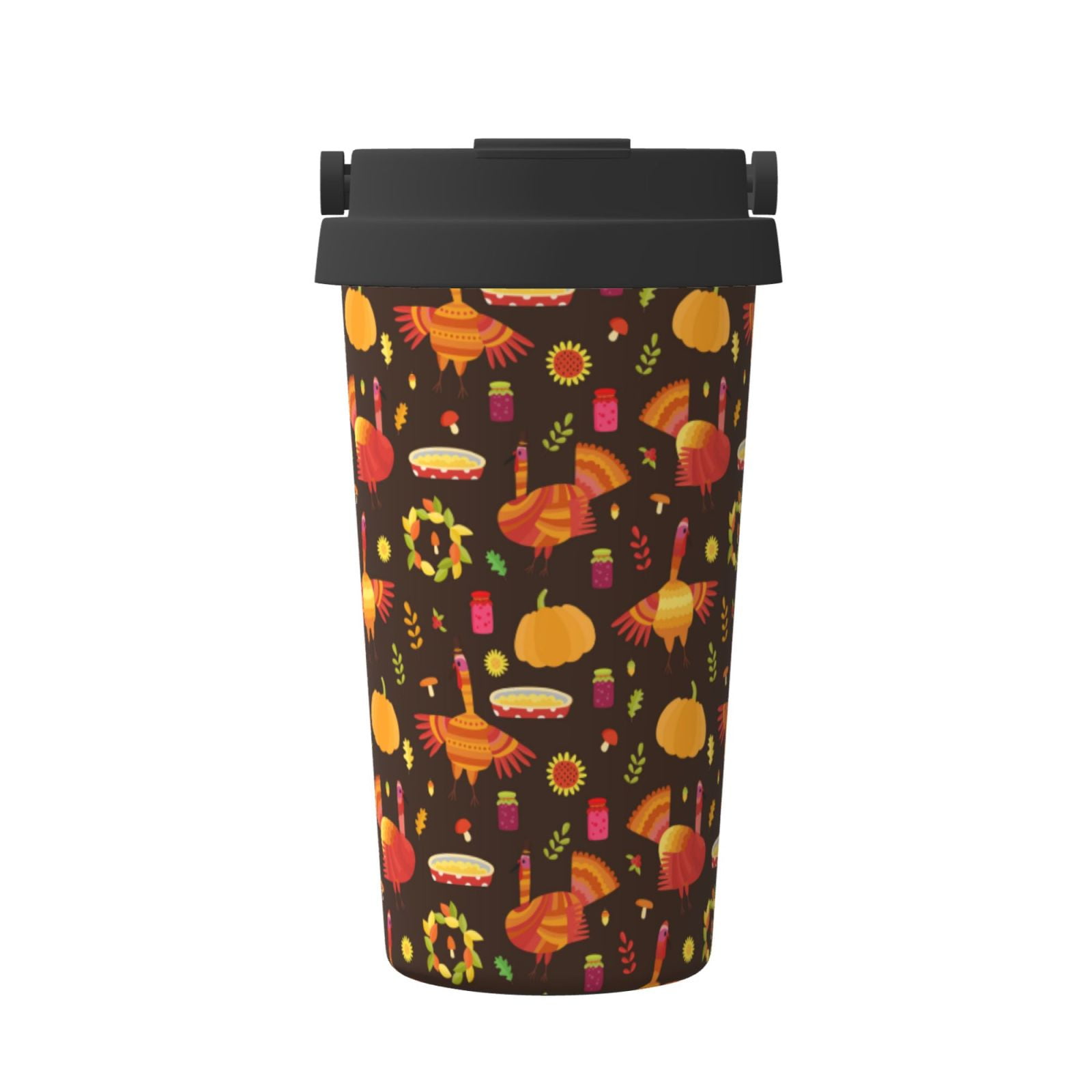 Susaid Thanksgiving Turkey Print Coffee Travel Mug, Insulated Coffee ...