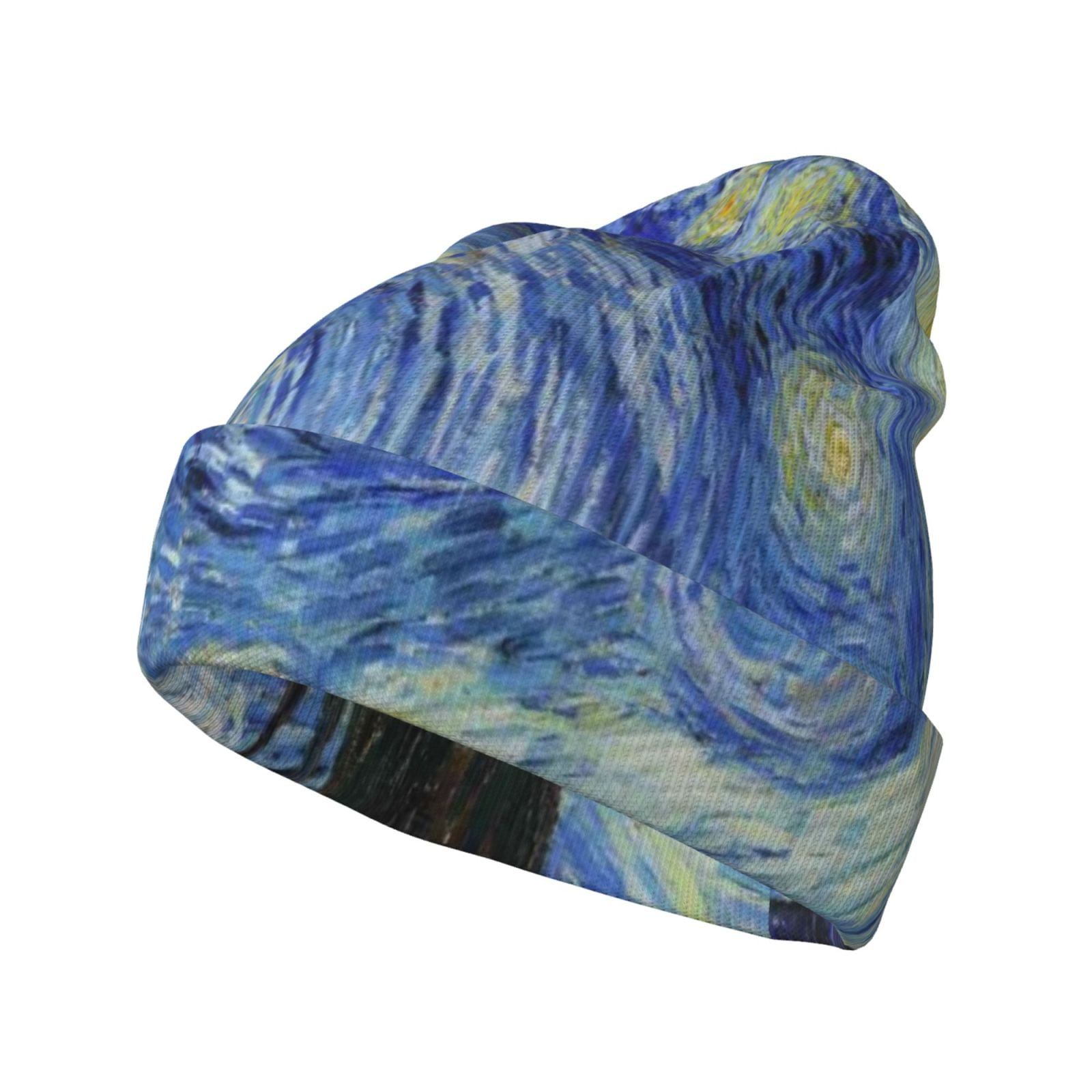 Susaid The Starry Night Print Winter Beanie for Men Women, Lined Beanie ...