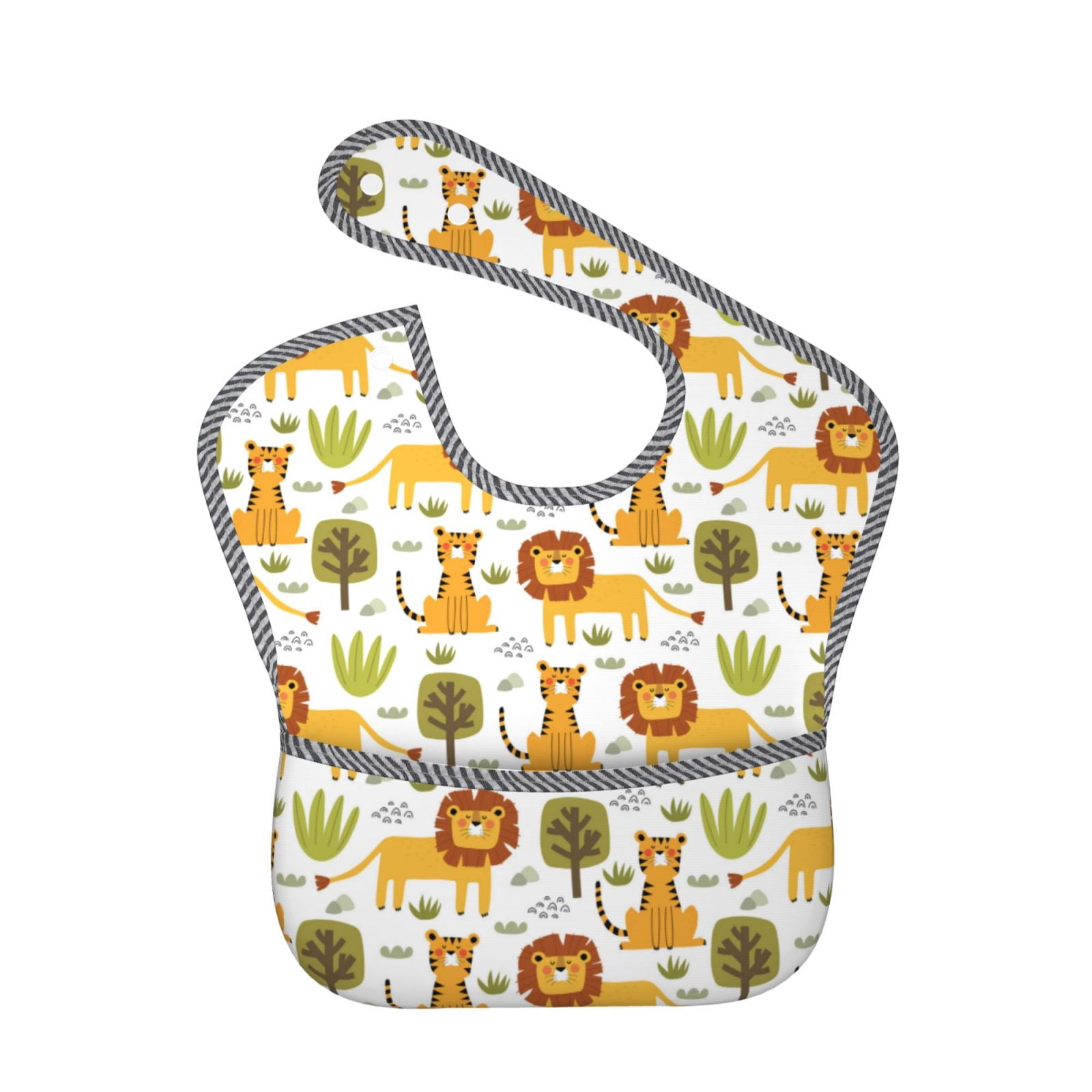 Susaid Tiger Lion Print Bibs for Babies Toddlers Adjustable Waterproof ...