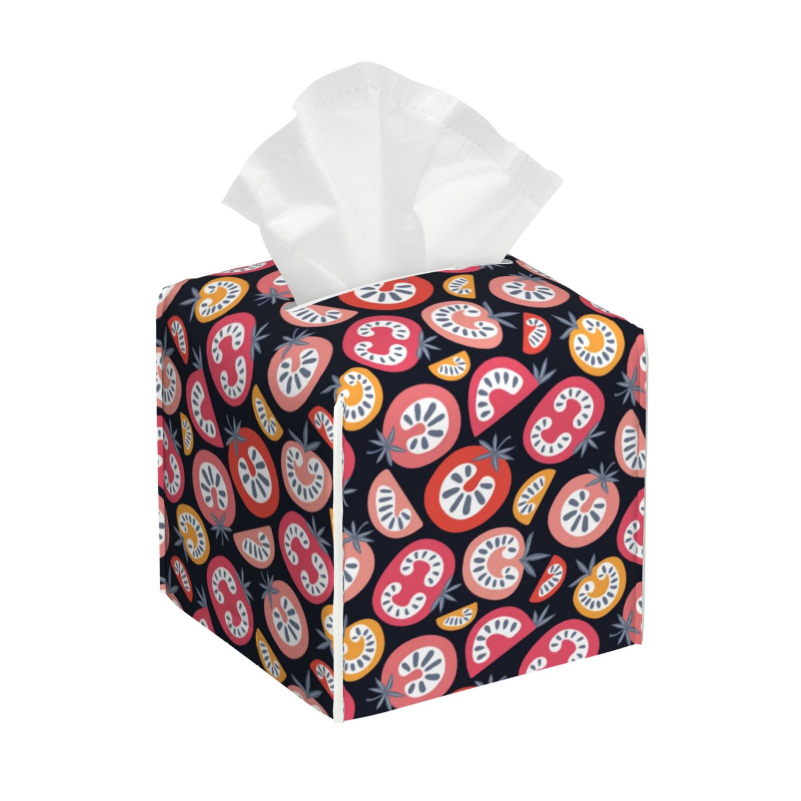 Susaid Tomatoes Print PU Leather Tissue Box Cover, Square Decorative ...