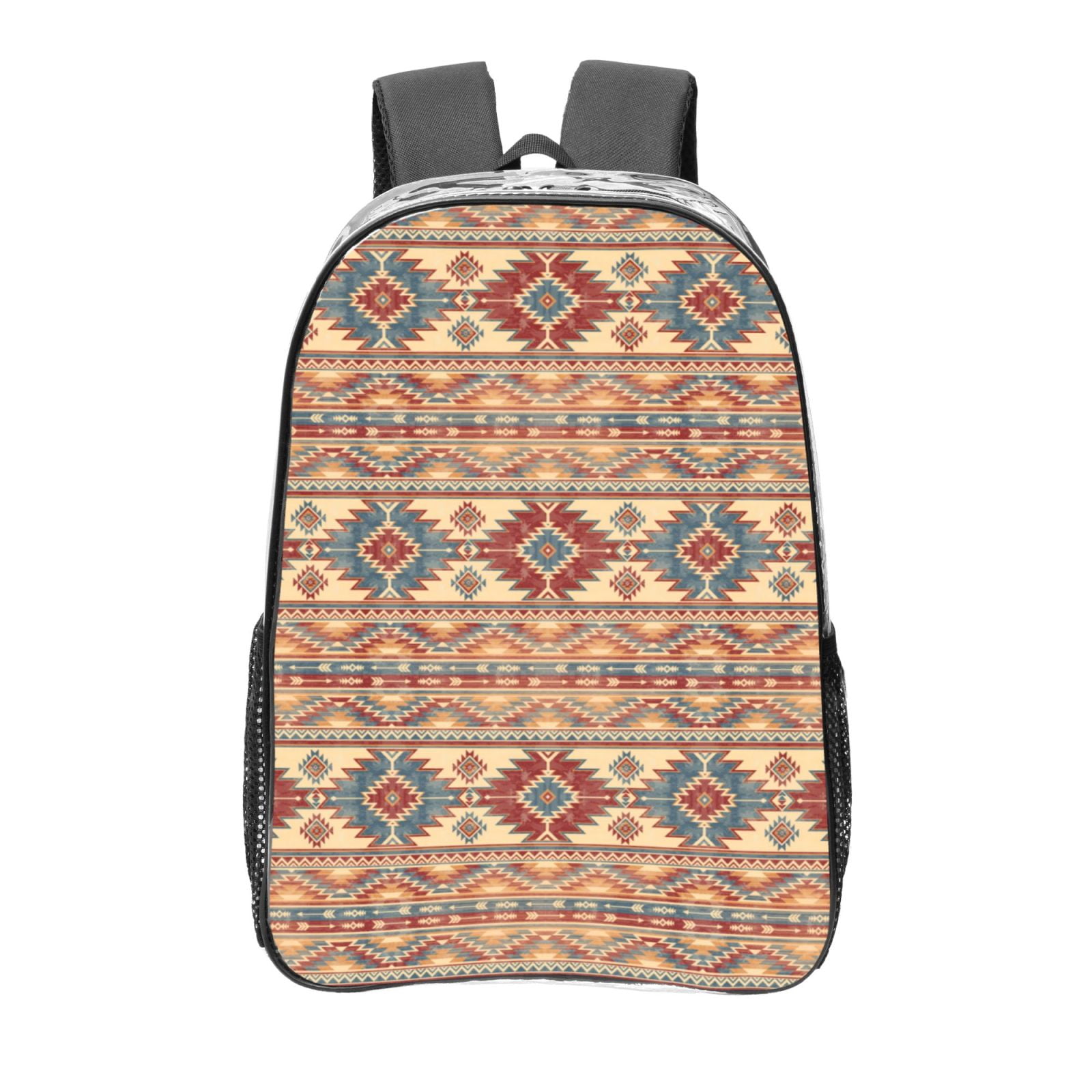 Susaid Traditional Tribal Aztec Print Clear Backpack See Through ...