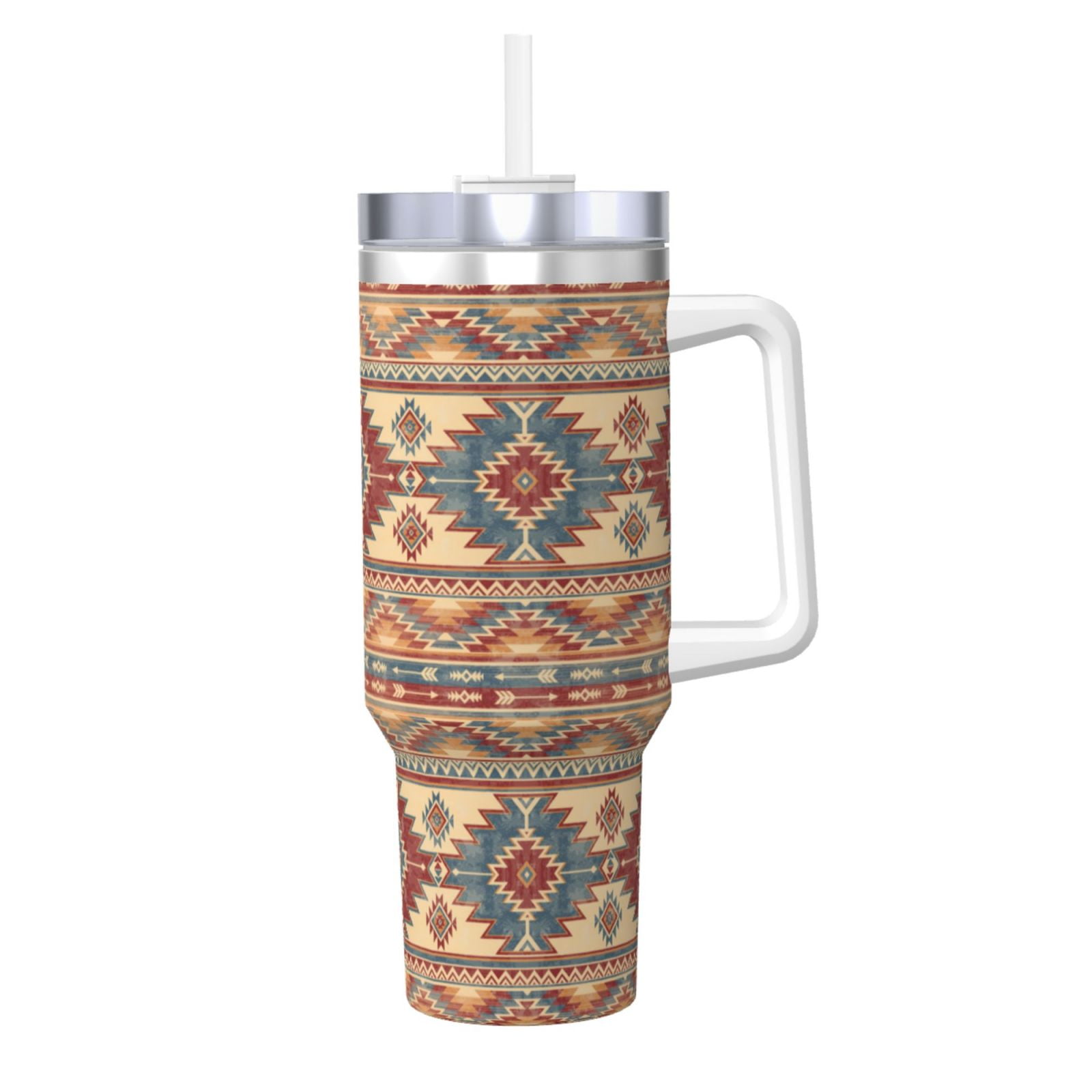 Susaid Traditional Tribal Aztec Print Indoor Outdoor Straw Lid 40oz Ice ...