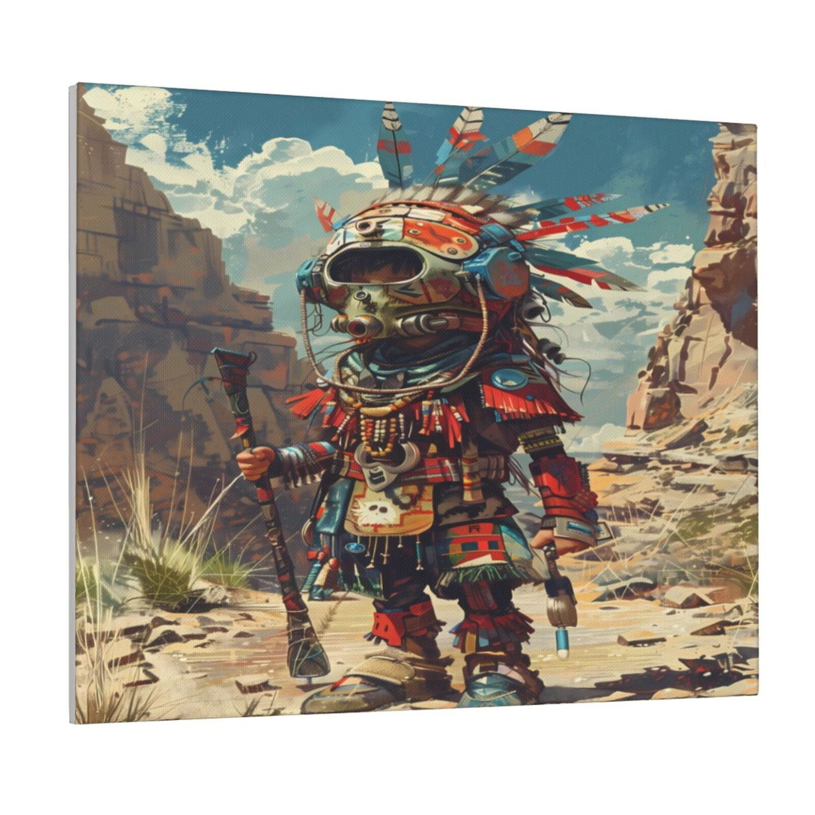 Susaid Tribal Futuristic Warrior Pattern Canvas Wall Decor Poster ...