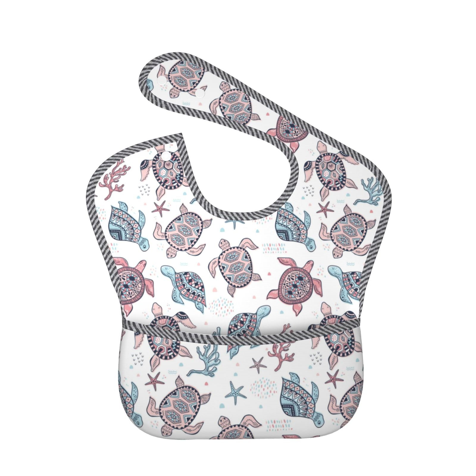 Susaid Tribal Style Turtle Print Bibs for Babies Toddlers Adjustable ...