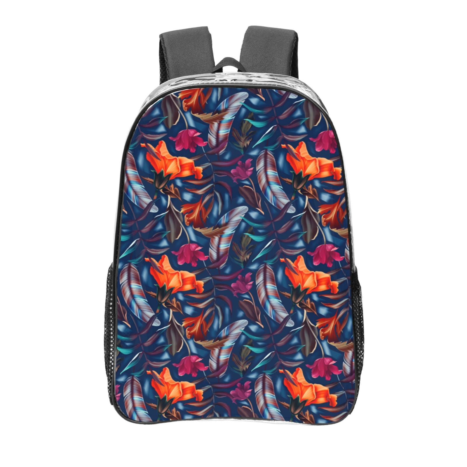 Susaid Tropical Flower Print Clear Backpack See Through Transparent ...