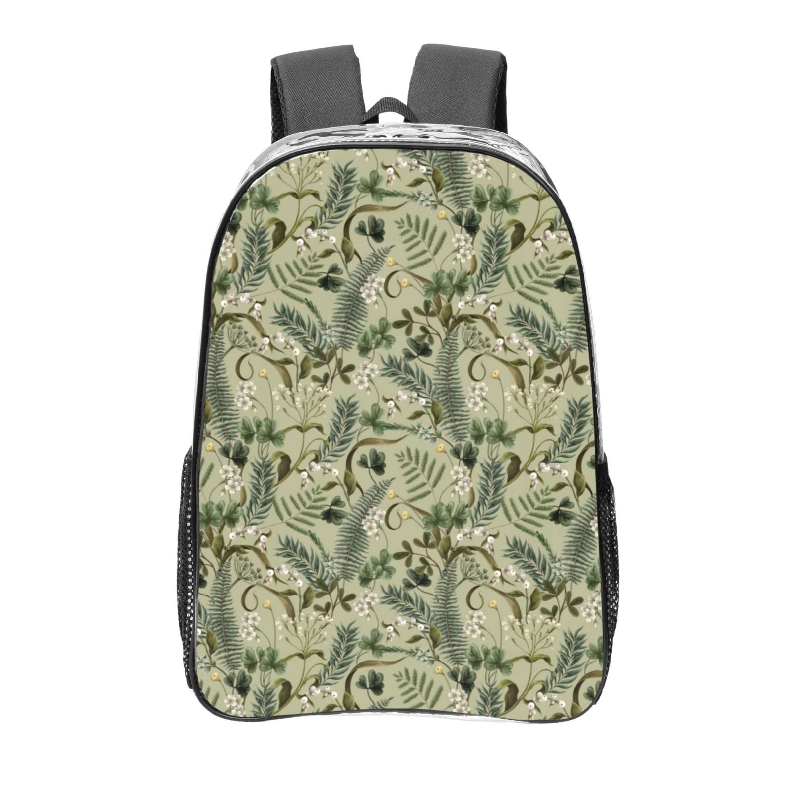Susaid Tropical Plants Green Print Clear Backpack See Through ...