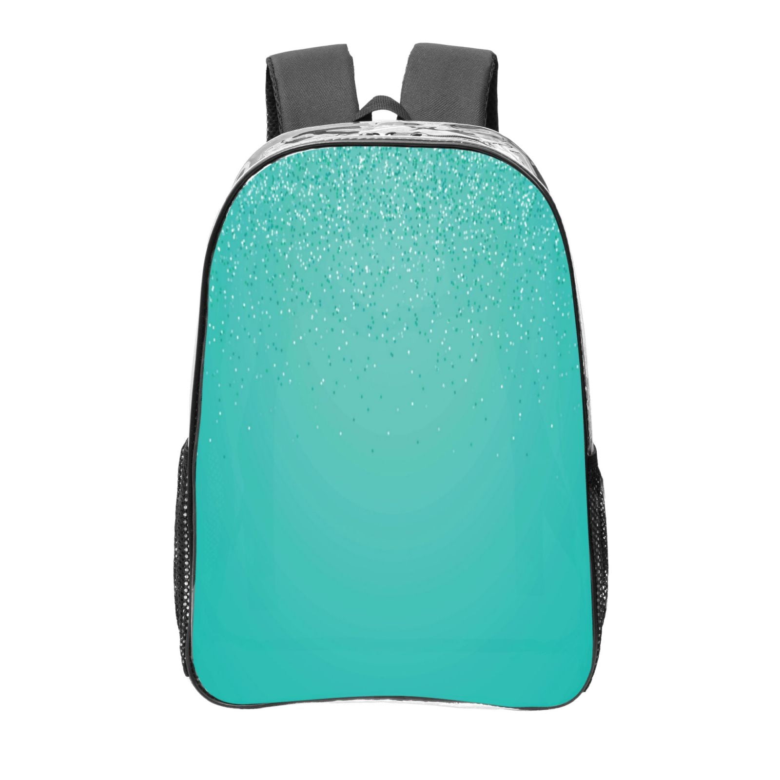 Susaid Turquoise Glitter Print Clear Backpack See Through Transparent ...
