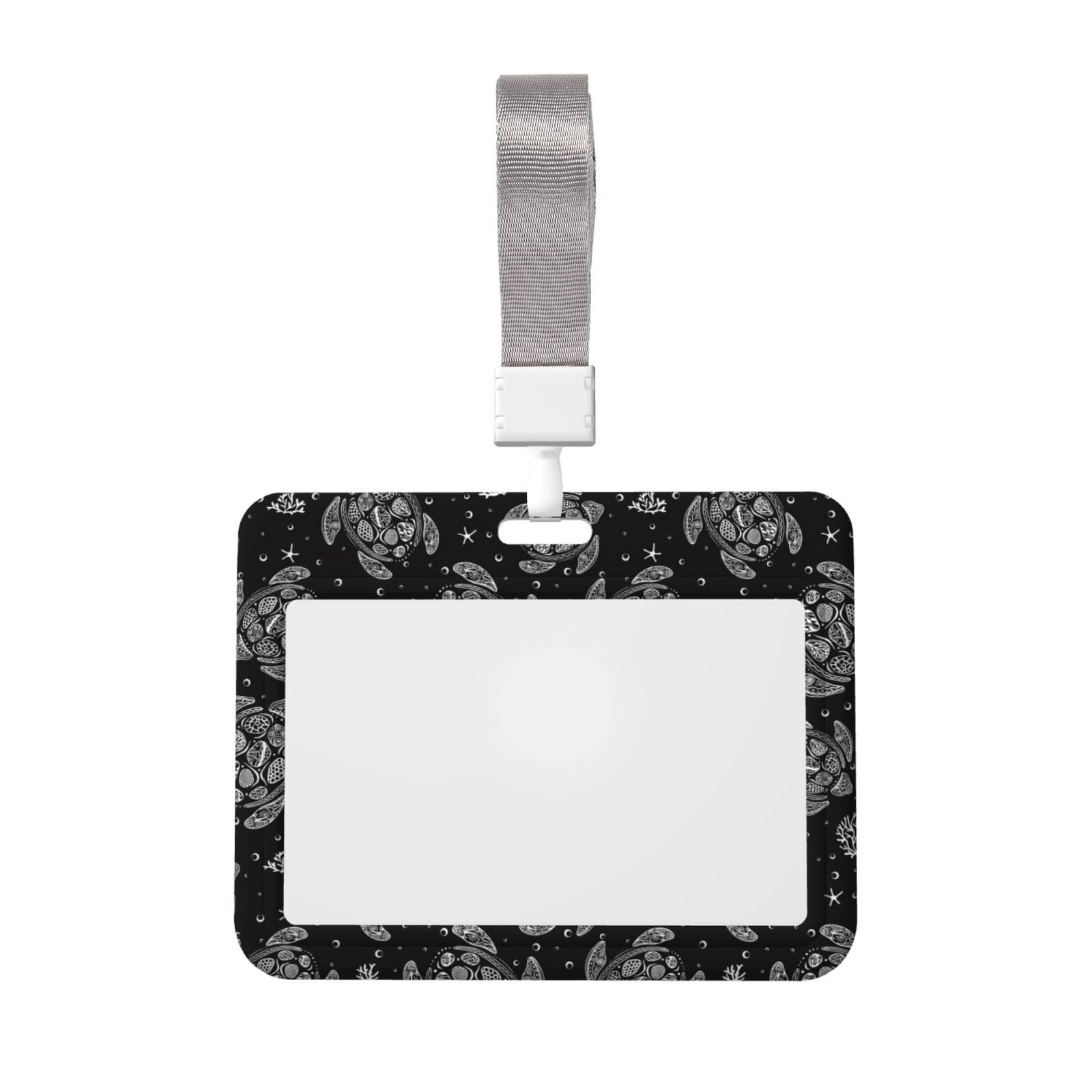Susaid Turtle Print ID Badge Holder with Double-Sided Windows ...