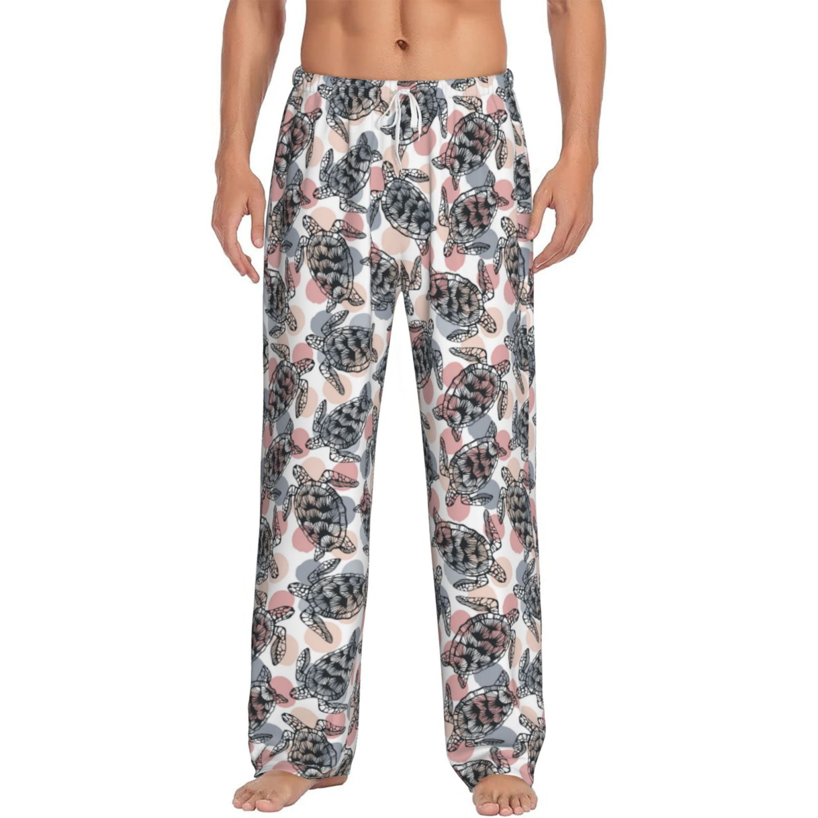 Susaid Turtle Print Mens Pajama Pants Set Sleep & Lounge Pants, PJ ...