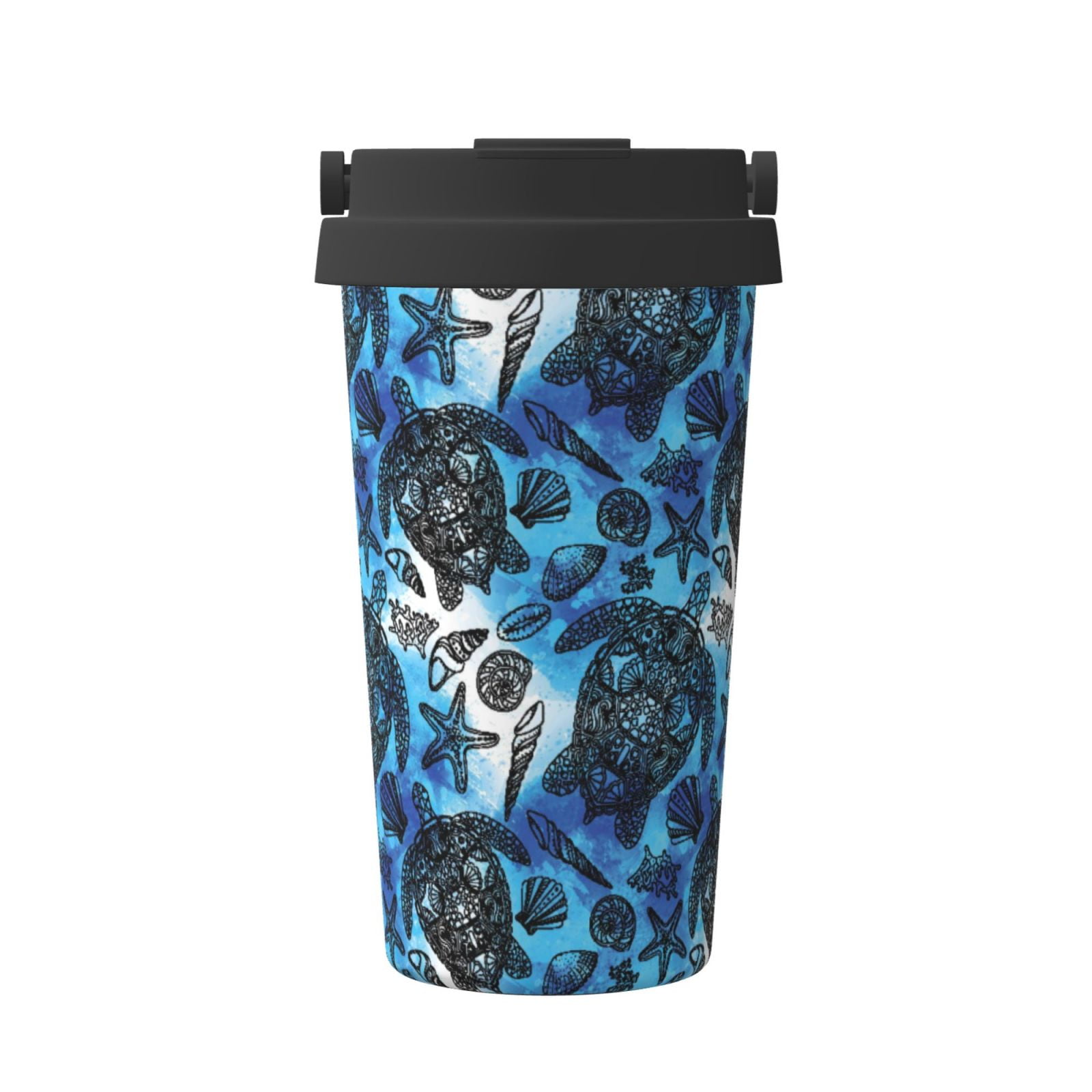 Susaid Turtle，Shell Algae Starfish Coral Print Coffee Travel Mug ...