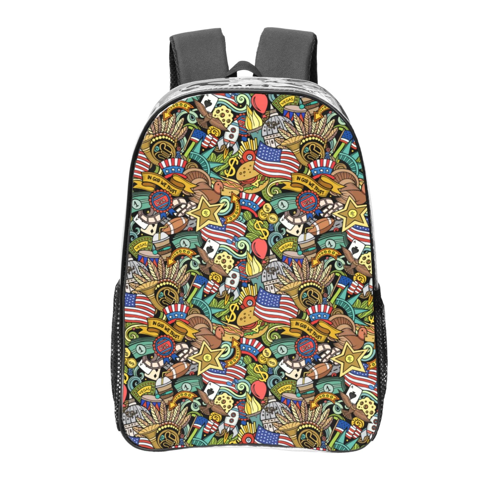 Susaid USA 1 Print Clear Backpack See Through Transparent Plastic Clear ...